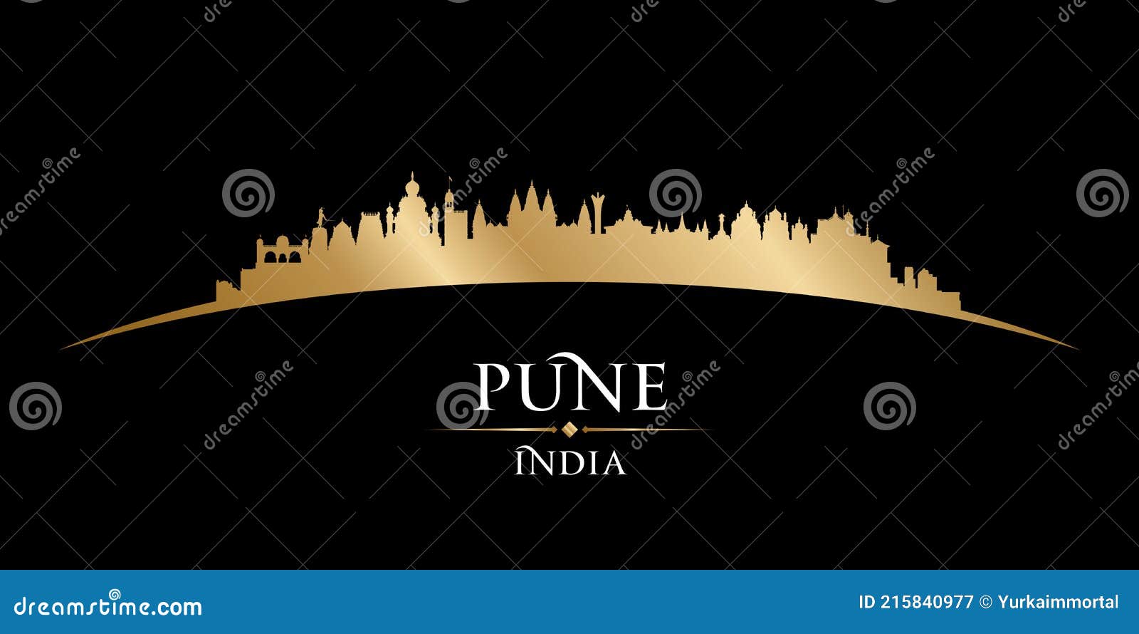 Pune India City Silhouette Black Background Stock Vector - Illustration ...