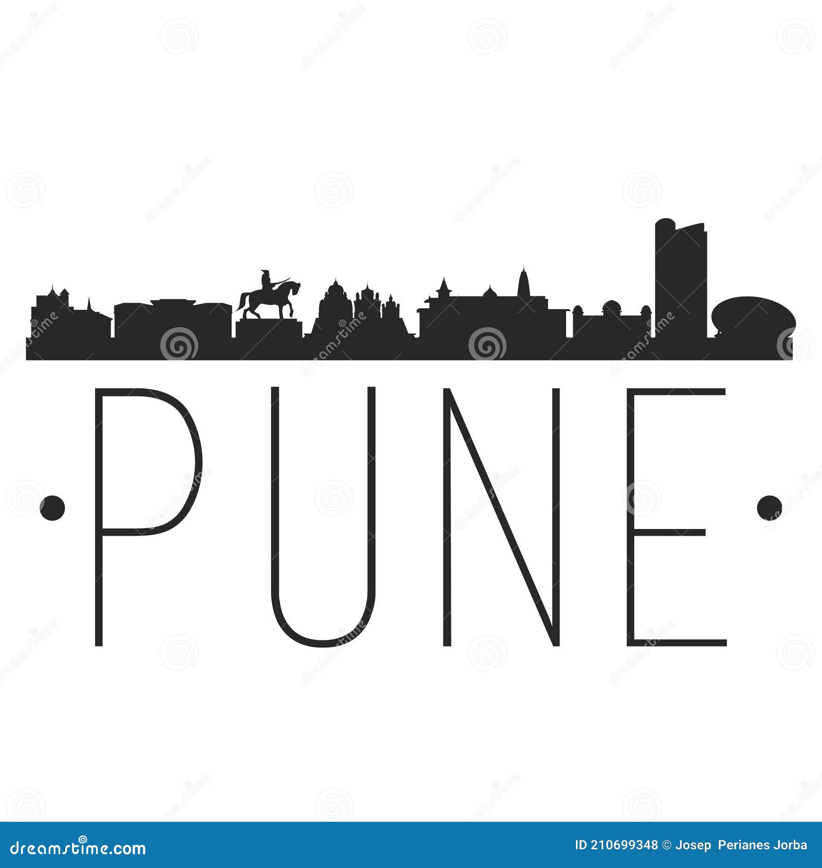 Pune India. City Skyline. Silhouette City. Design Vector. Famous ...