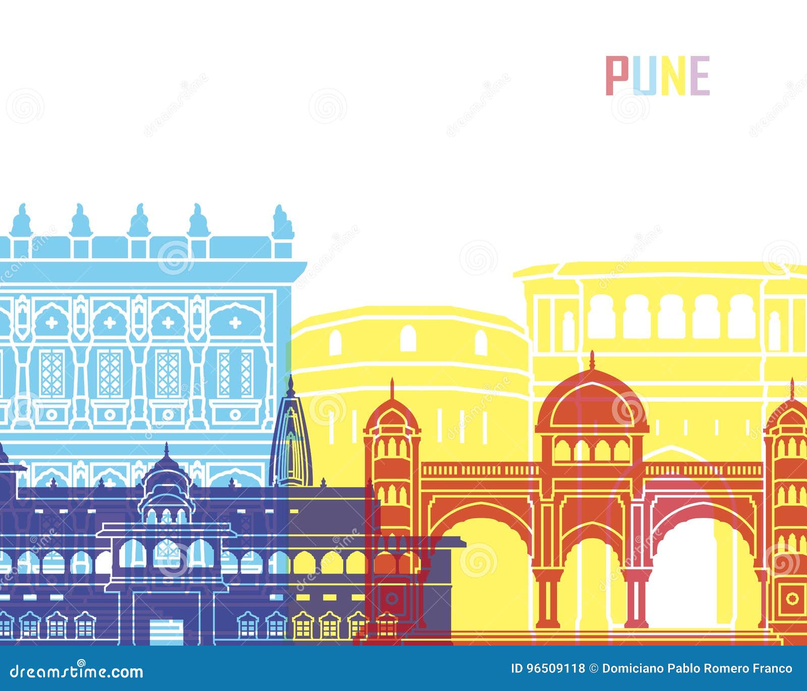 Pune skyline pop stock vector. Illustration of colorful - 96509118