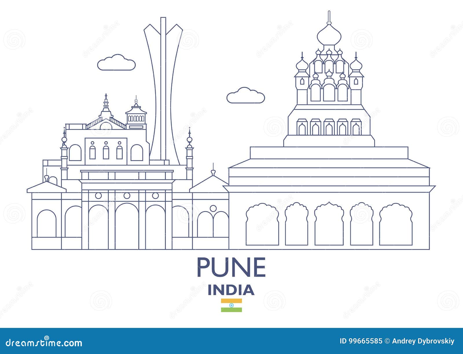 Pune-Stadt-Skyline, Indien vektor abbildung. Illustration von ...