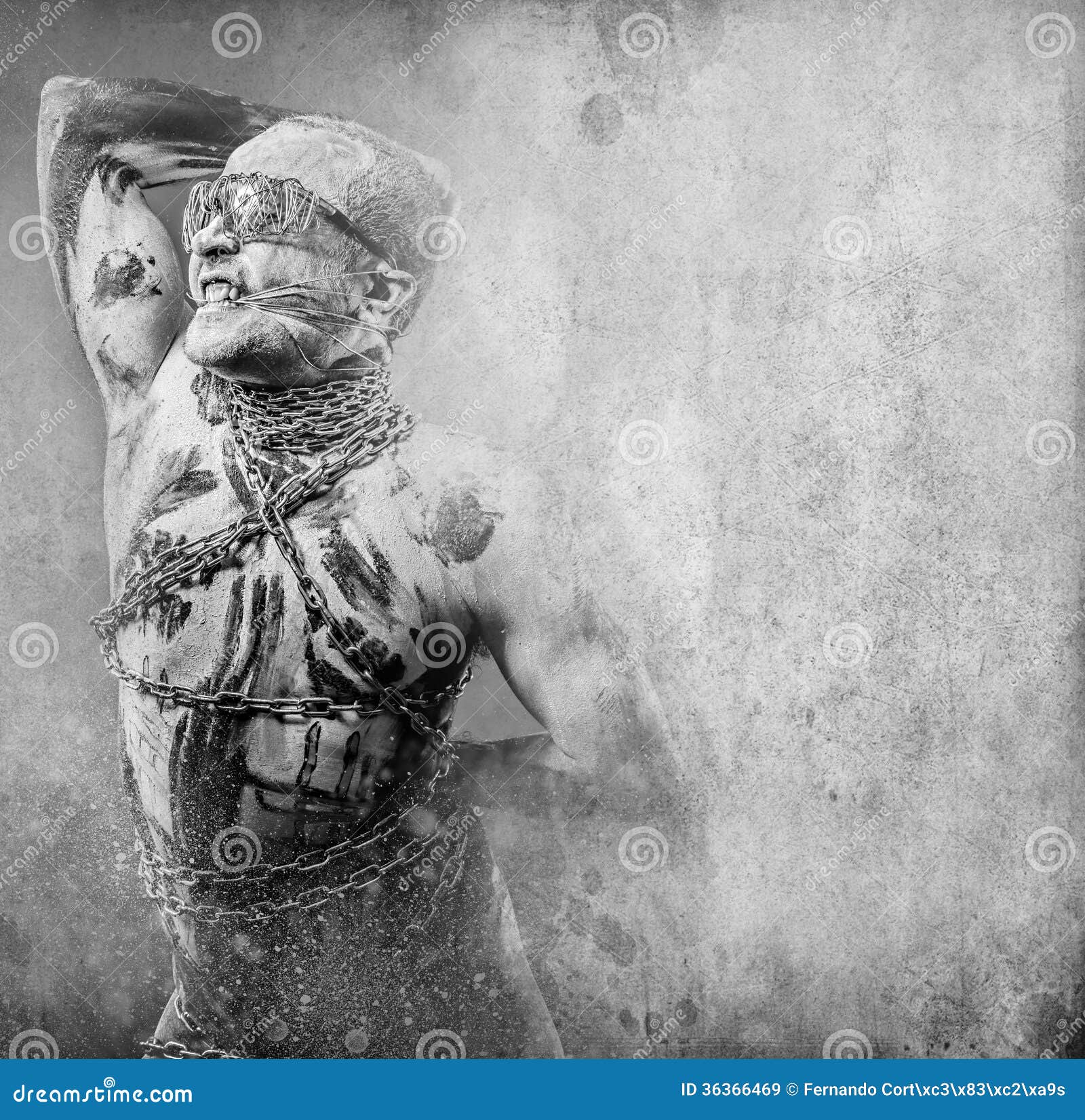 Punishment Slave Concept Man Bound Chains Prison Stock Image