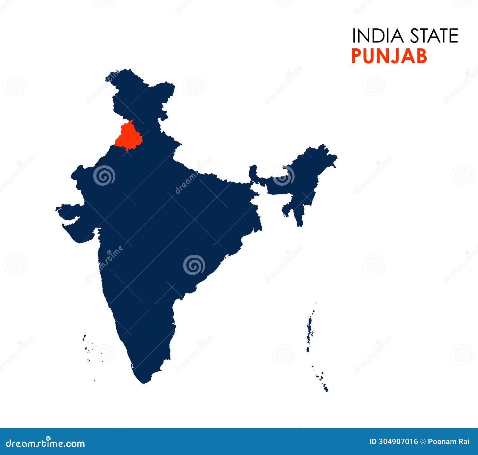 Punjab Map of Indian State. Punjab Map Vector Illustration Stock Vector ...