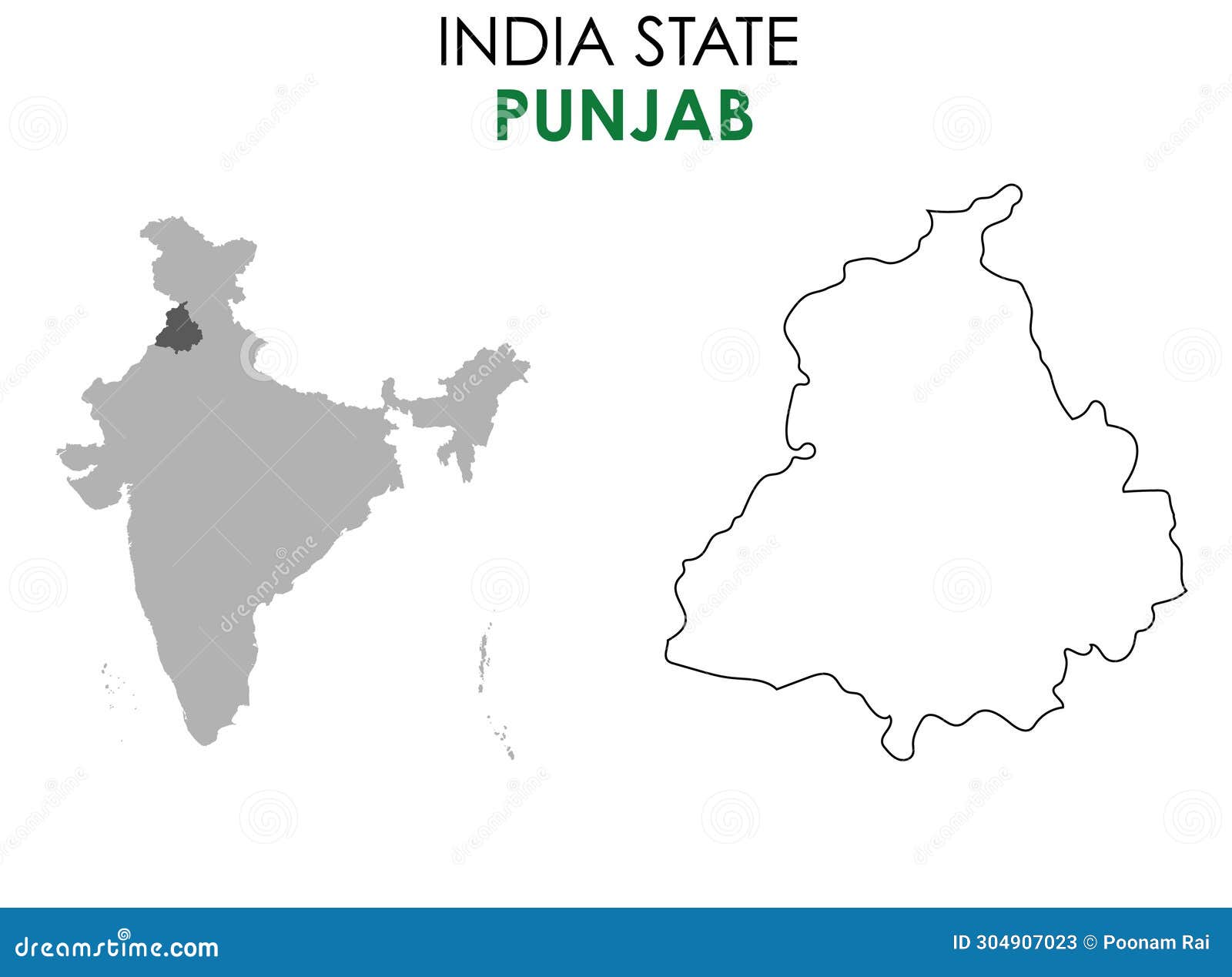 Punjab Map Of Indian State. Punjab Map Vector Illustration. Punjab ...