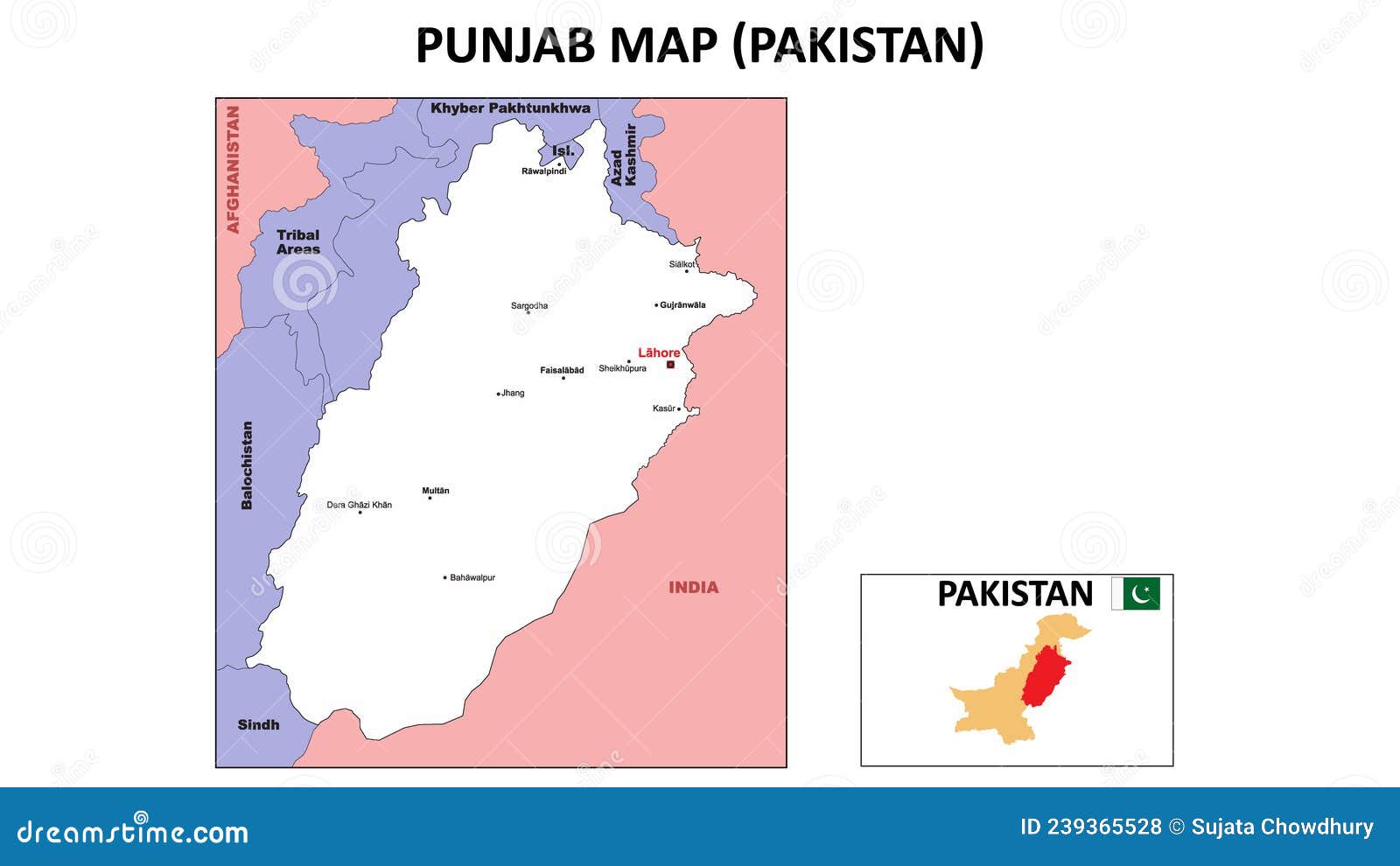 Punjab Map. Political Map of Punjab Stock Vector - Illustration of ...