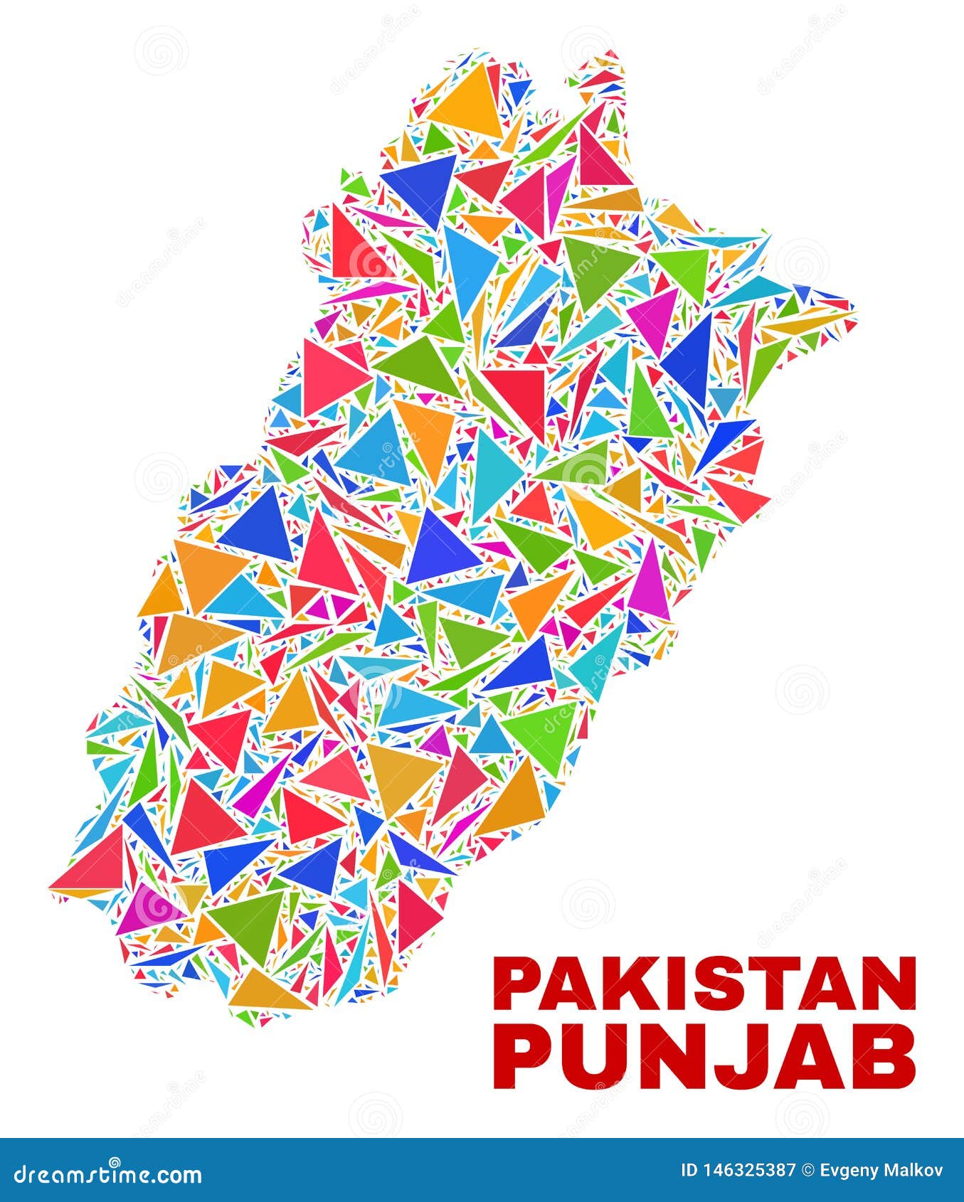 Punjab Province Map - Mosaic of Color Triangles Stock Vector ...