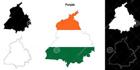 Punjab outline map stock vector. Illustration of cartography - 323595227