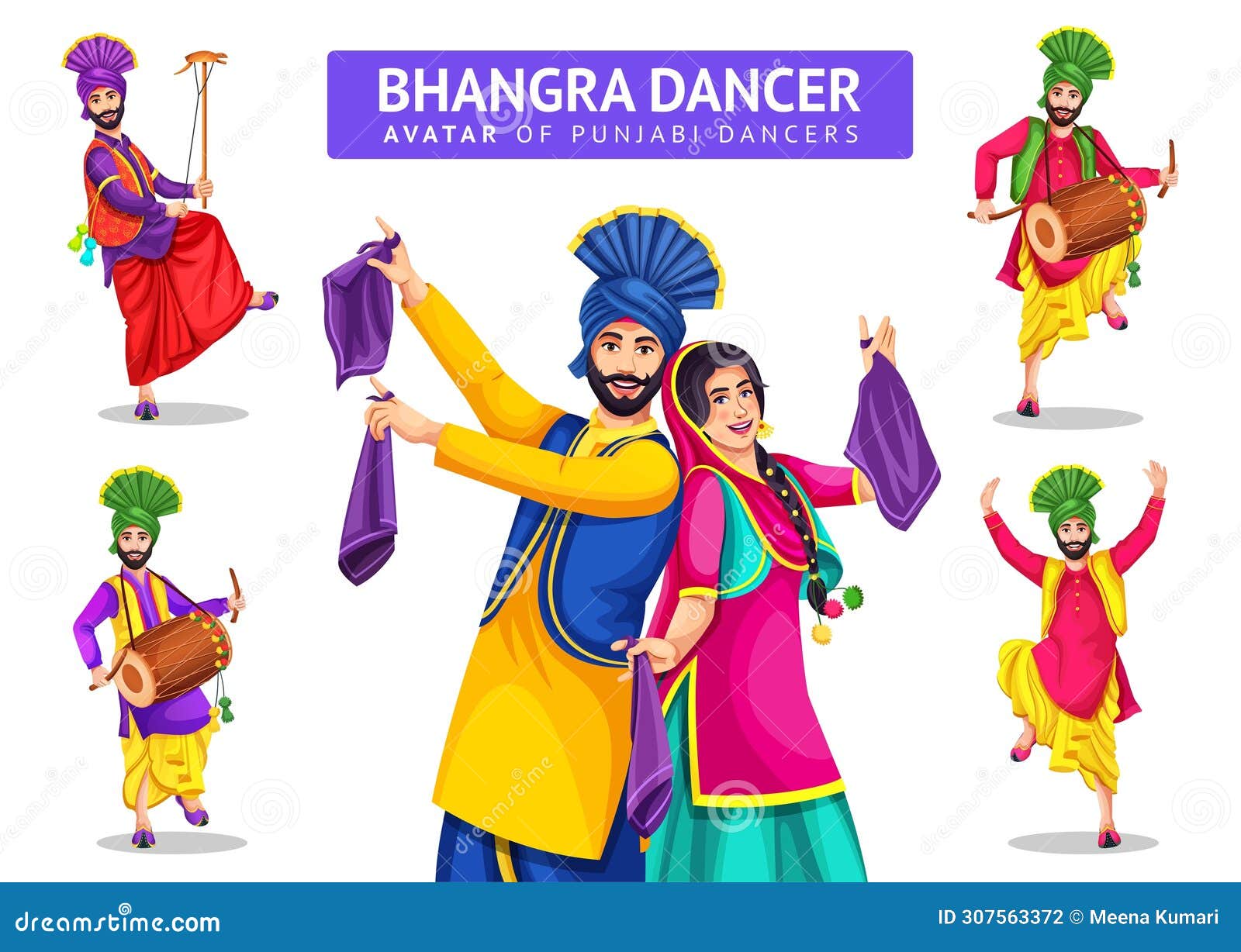 A Bhangra Dancer In Ethnic Clothes Performing With The Bhangra Scissor ...