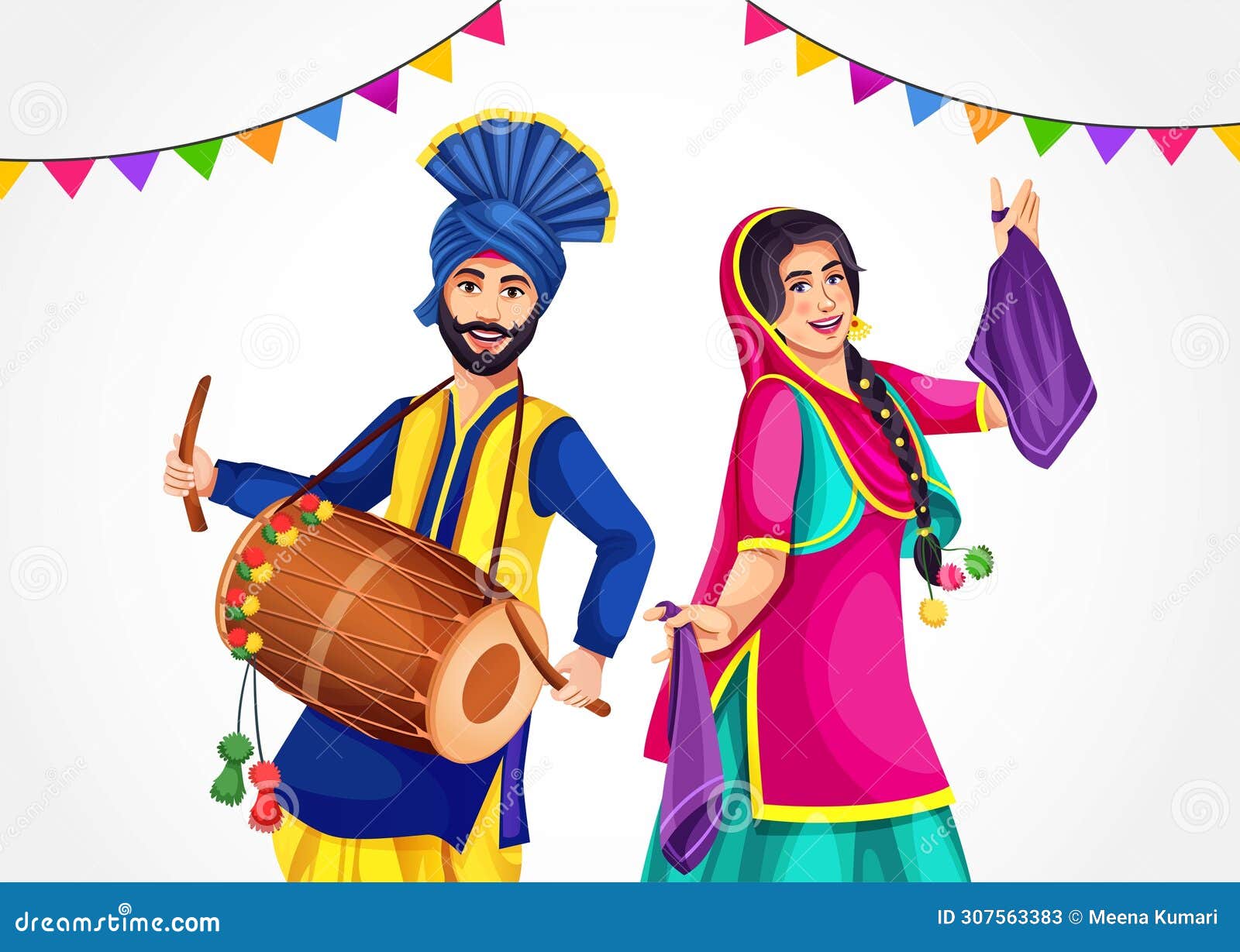 Happy Baisakhi Festival, Punjabi Sikh Harvest Festival. a Giddha and ...