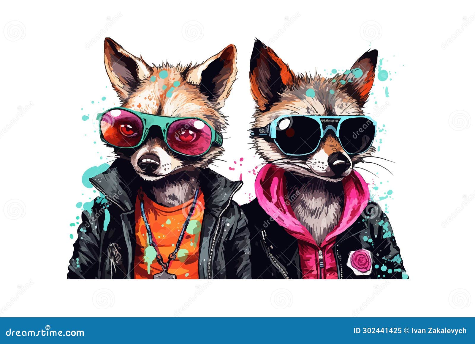 Punk Animals Set. Vector Illustration Design Stock Illustration ...