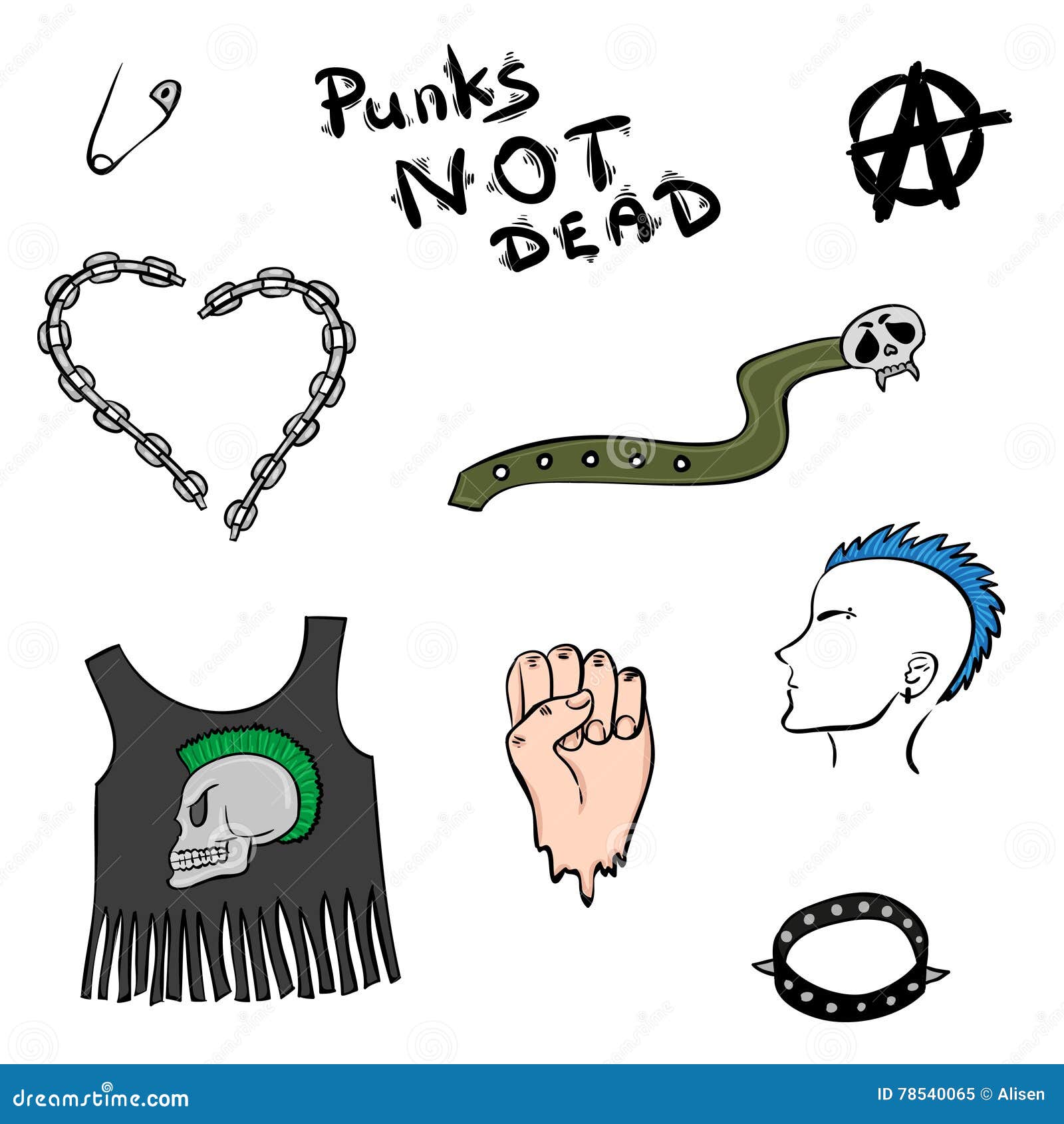 Punk Counterculture Set, Collection or Pattern Stock Vector ...