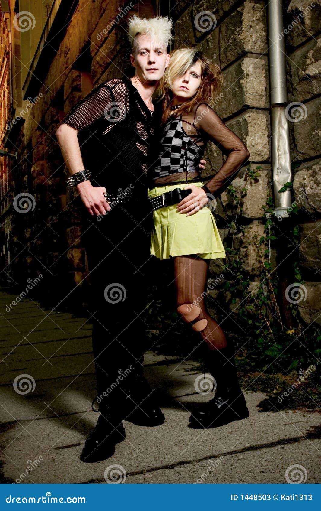 Punk couple stock image. Image of woman, skirt, girl, goth - 1448503