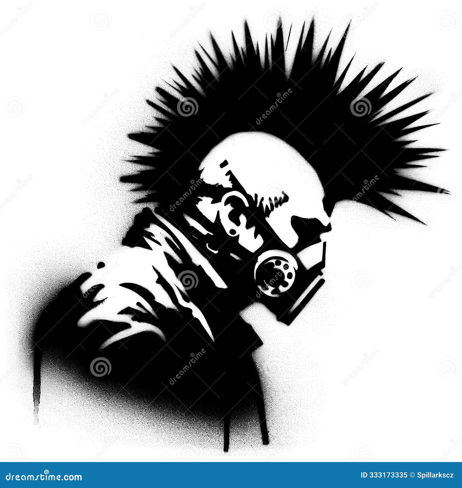 Punk with Gasmask Graffiti Stencil-art Style,black and White Stock ...