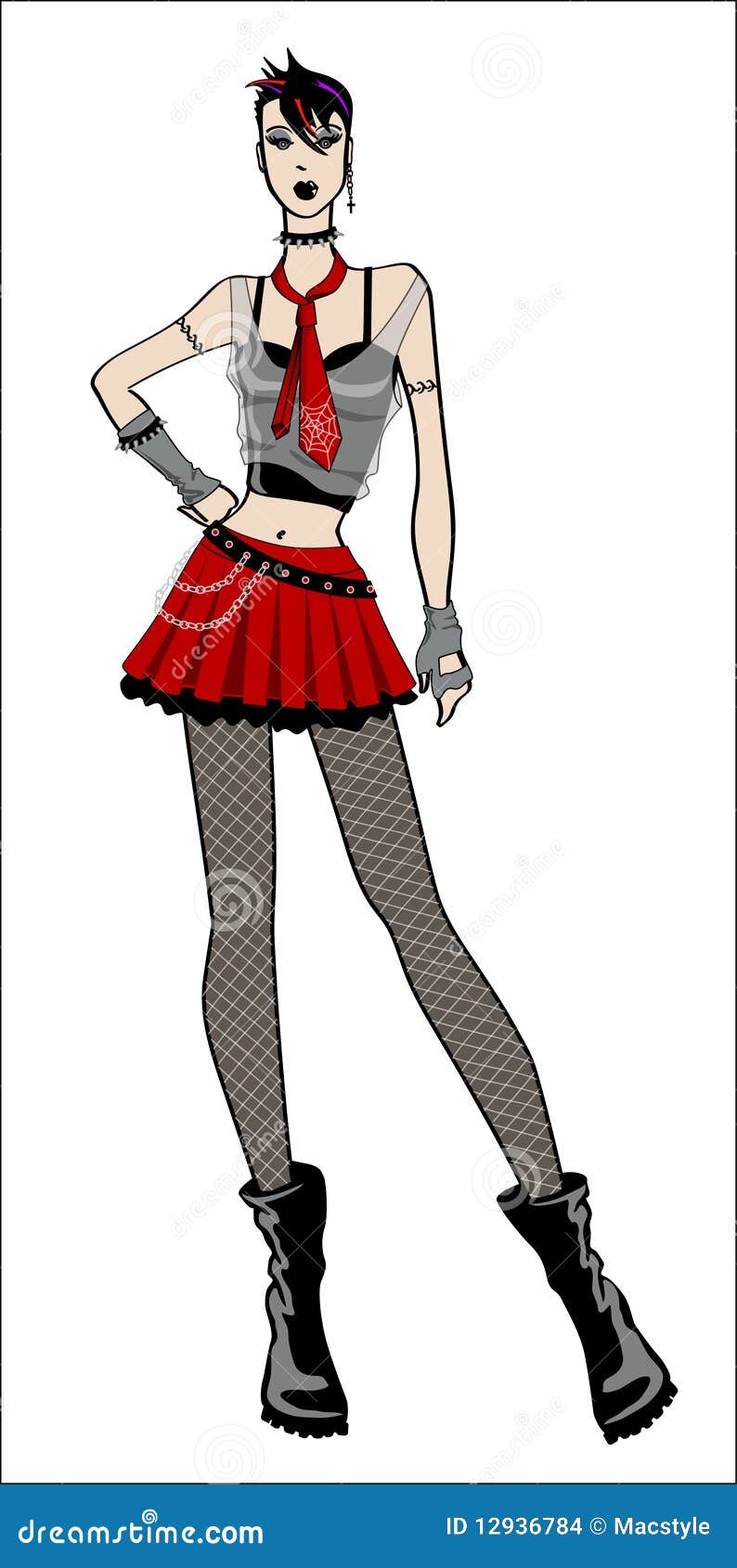 Punk girl stock vector. Illustration of outfit, designer - 12936784