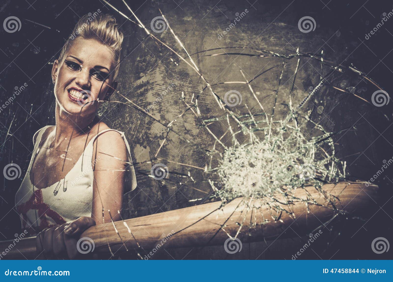 Punk girl with a bat stock photo. Image of disorder, danger - 47458844