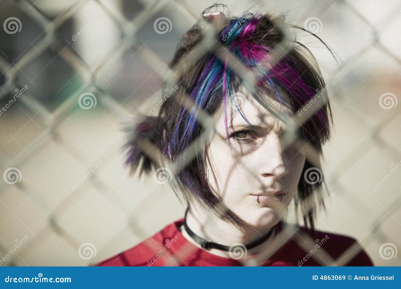 Punk Girl Behind Chain Link Picture. Image: 4863069