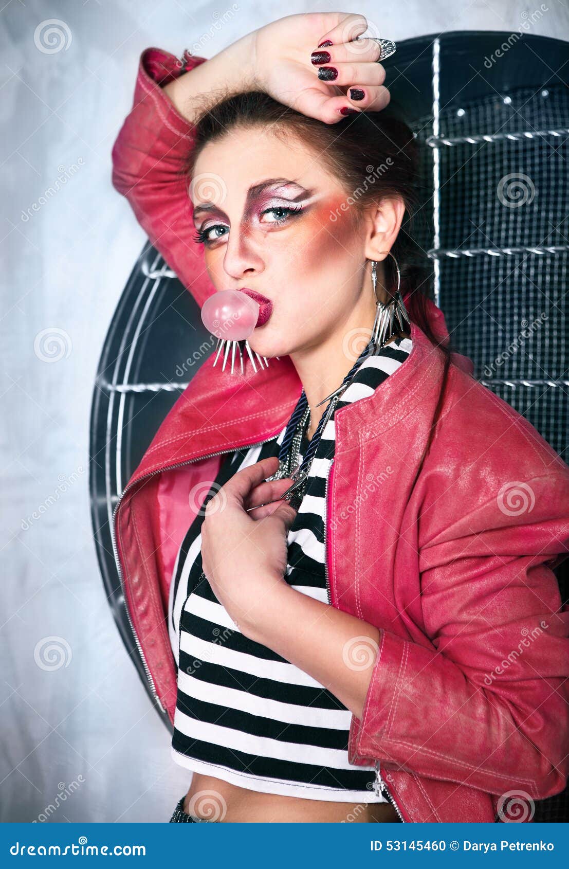 Punk Girl Doing a Bubble with a Chewing Gum Stock Photo - Image of ...