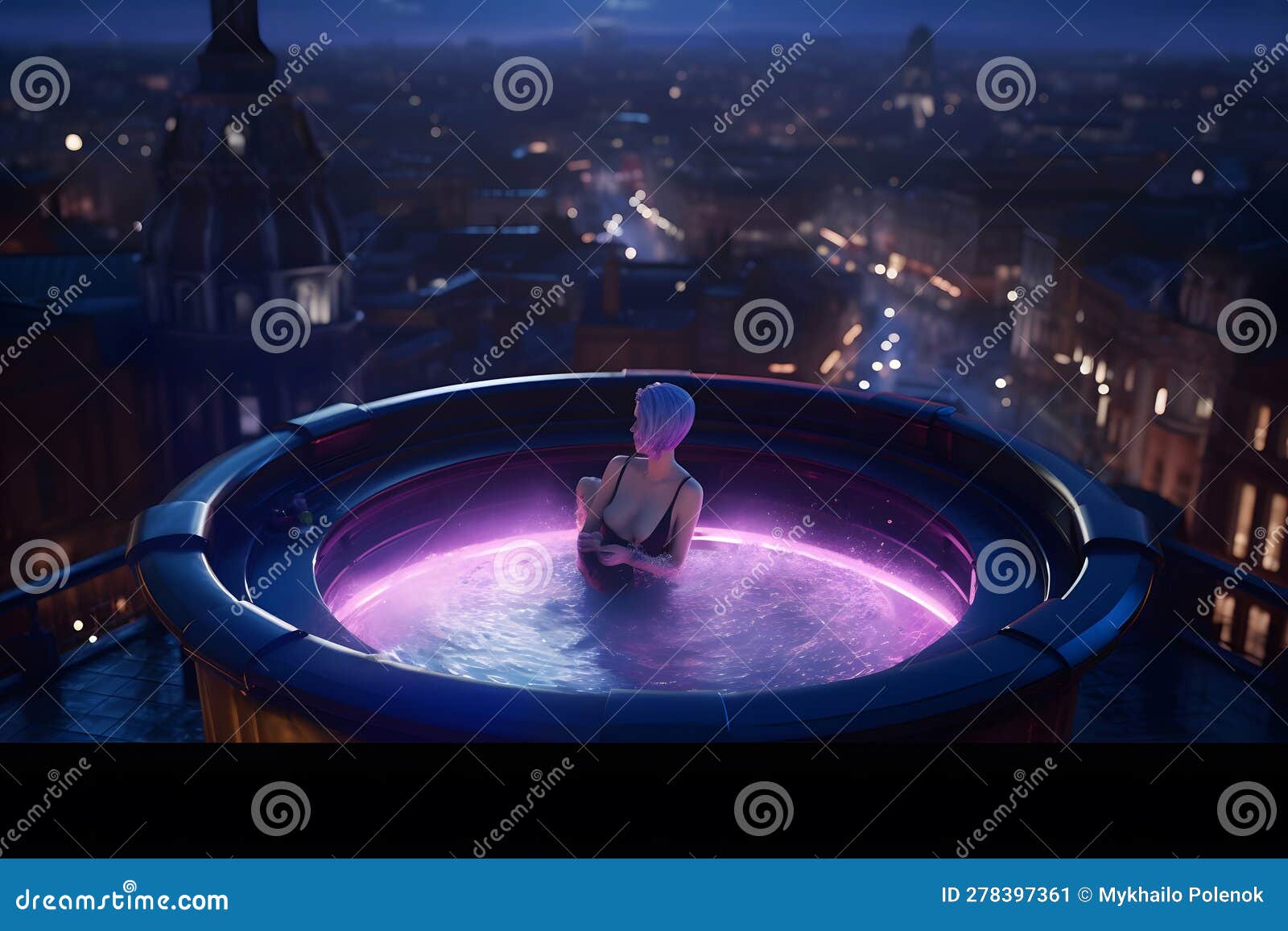 Punk Girl in the Pool Art in Synthwave Style. Neural Network AI ...