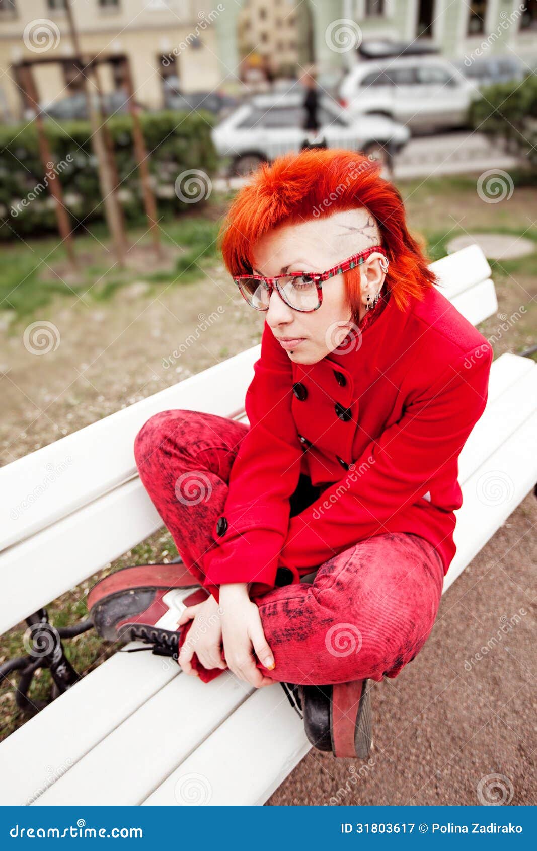 Punk girl stock image. Image of hooligan, bench, rock - 31803617