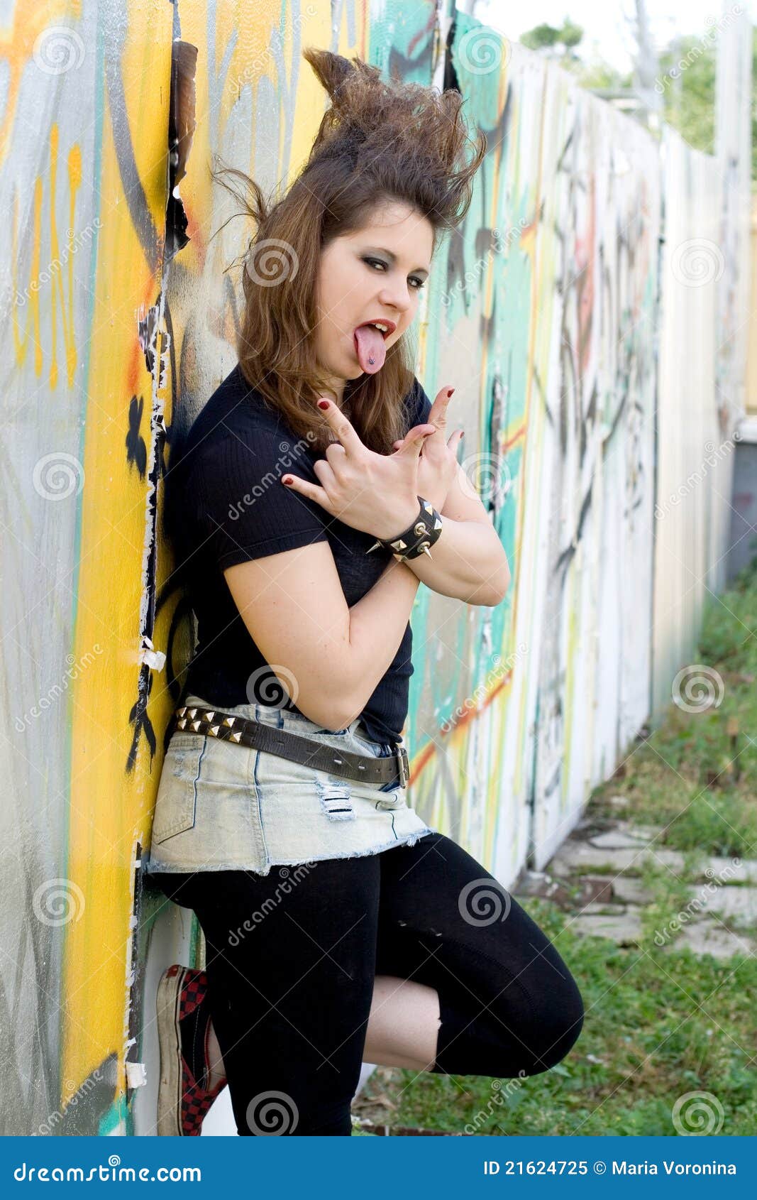 Punk girl walking outdoor stock image. Image of model - 21624725