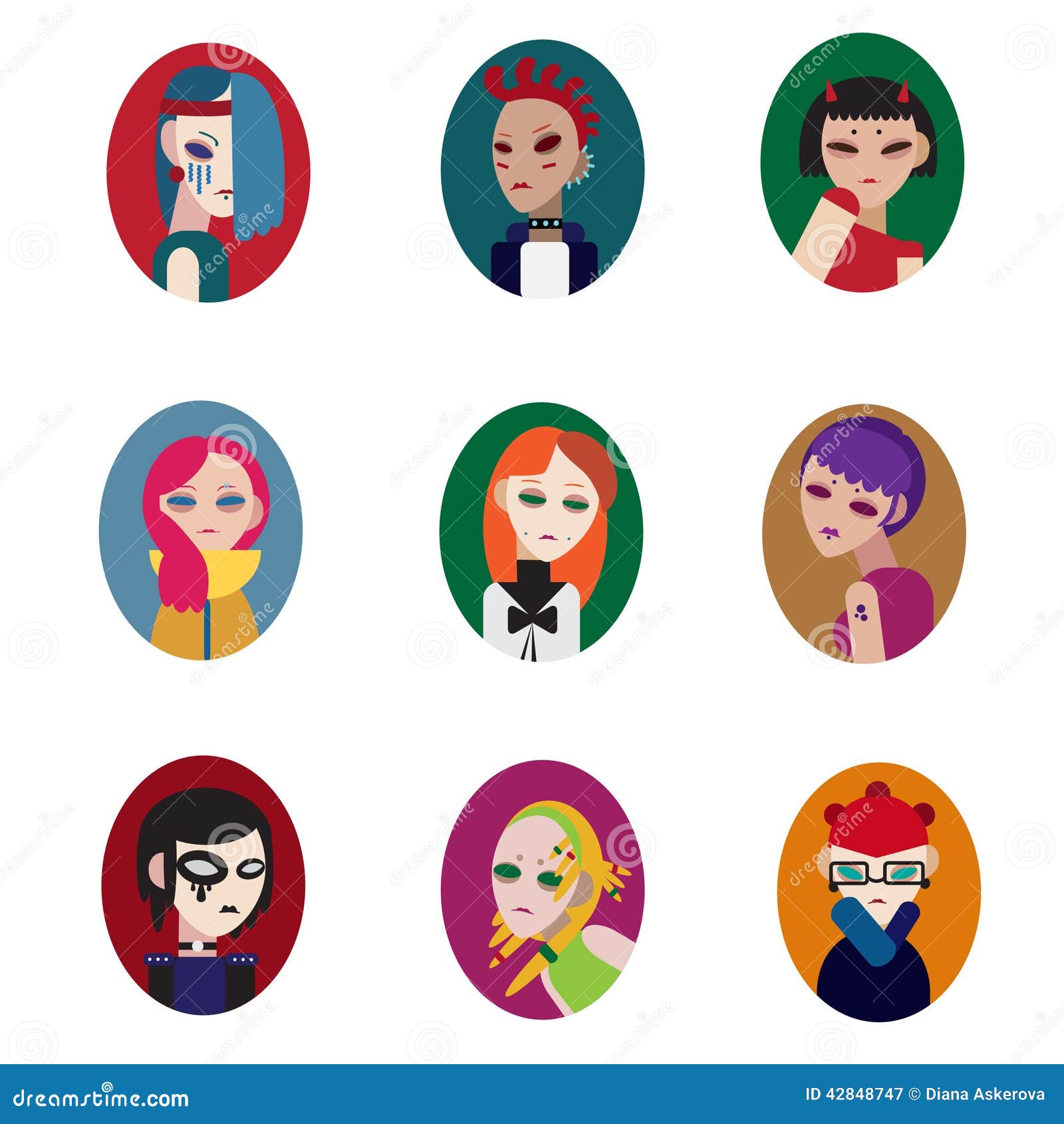 Punk girls avatar stock vector. Illustration of avatar - 42848747