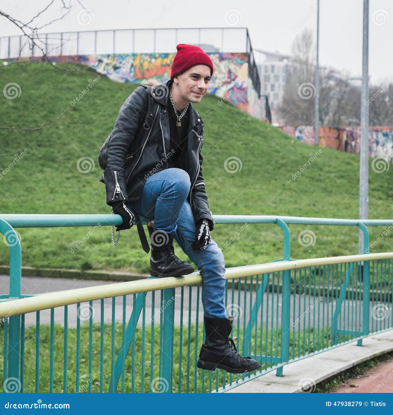 Punk Guy Posing in a City Park Stock Image - Image of alternative ...