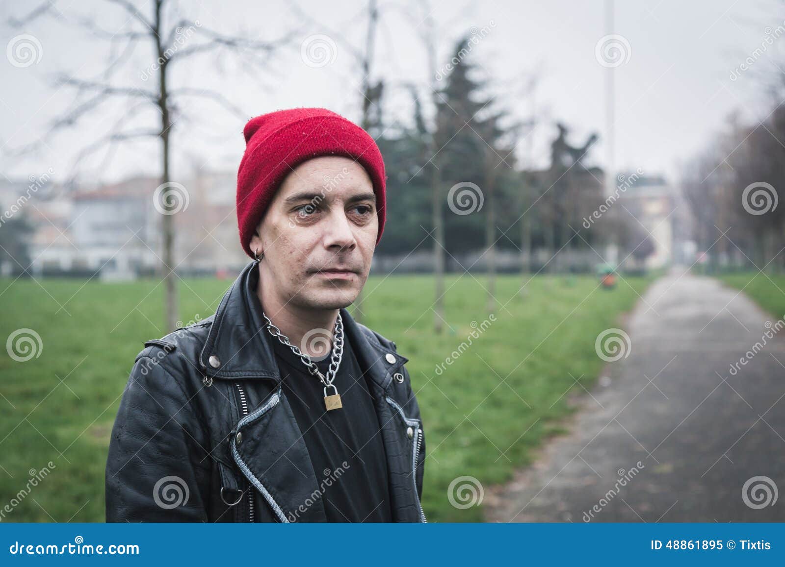 Punk Guy Posing in a City Park Stock Image - Image of people ...