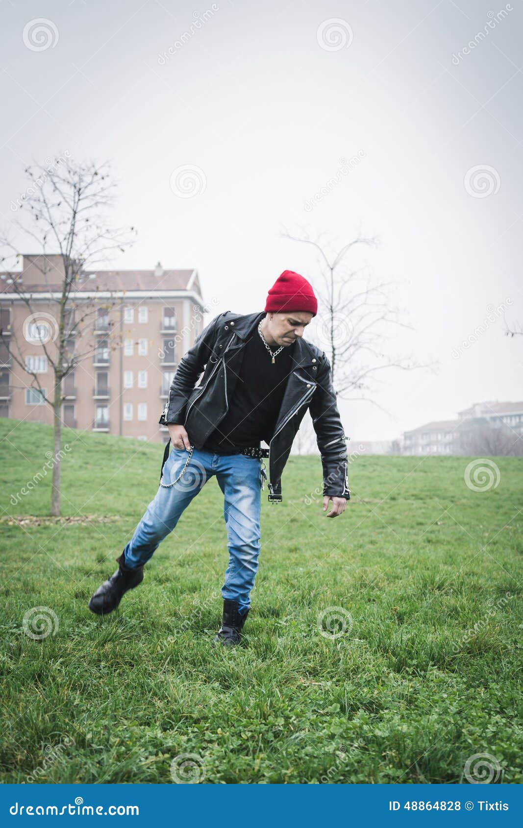 Punk Guy Posing in a City Park Stock Photo - Image of alternative, look ...