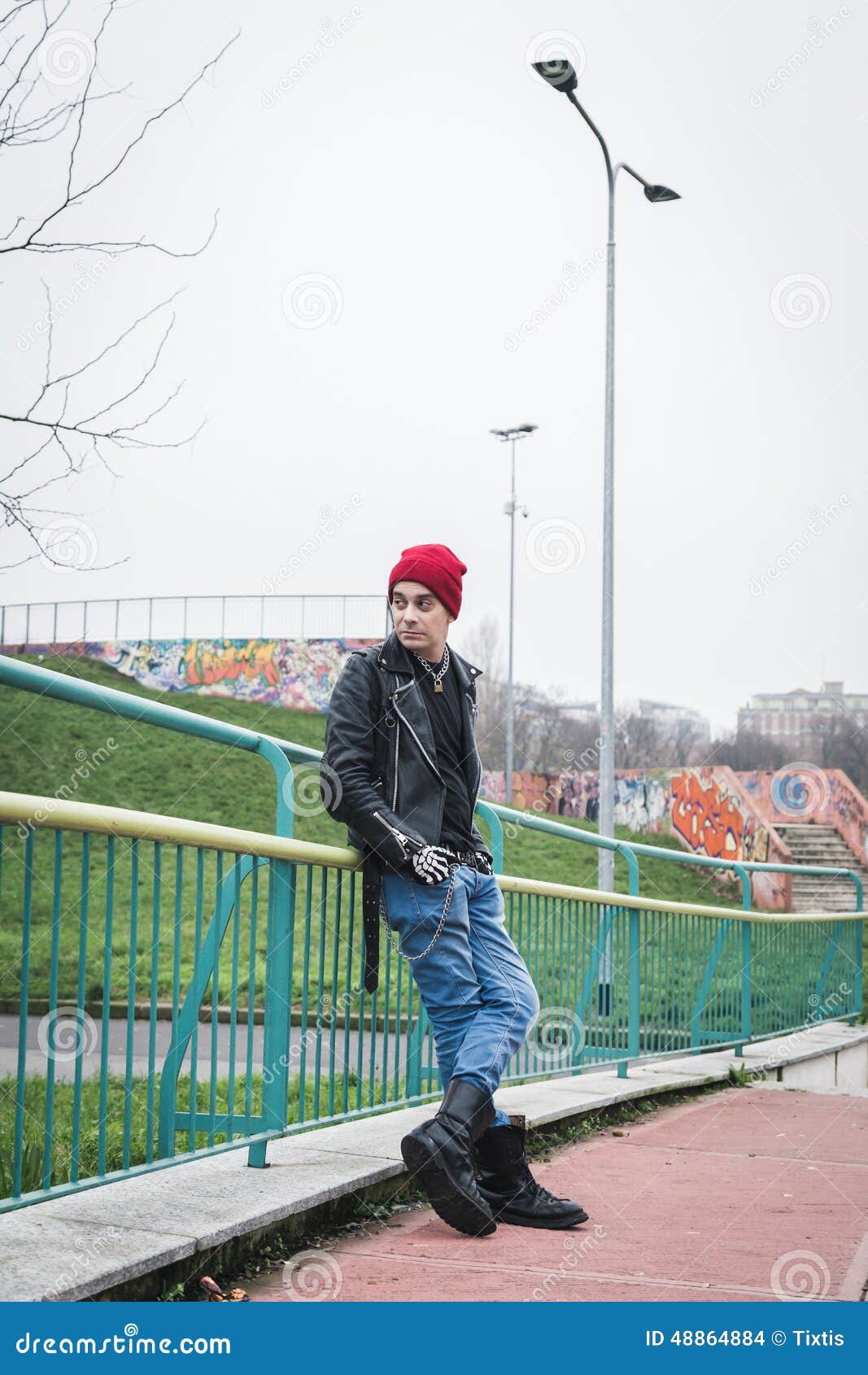 Punk Guy Posing in a City Park Stock Photo - Image of male, anarchist ...