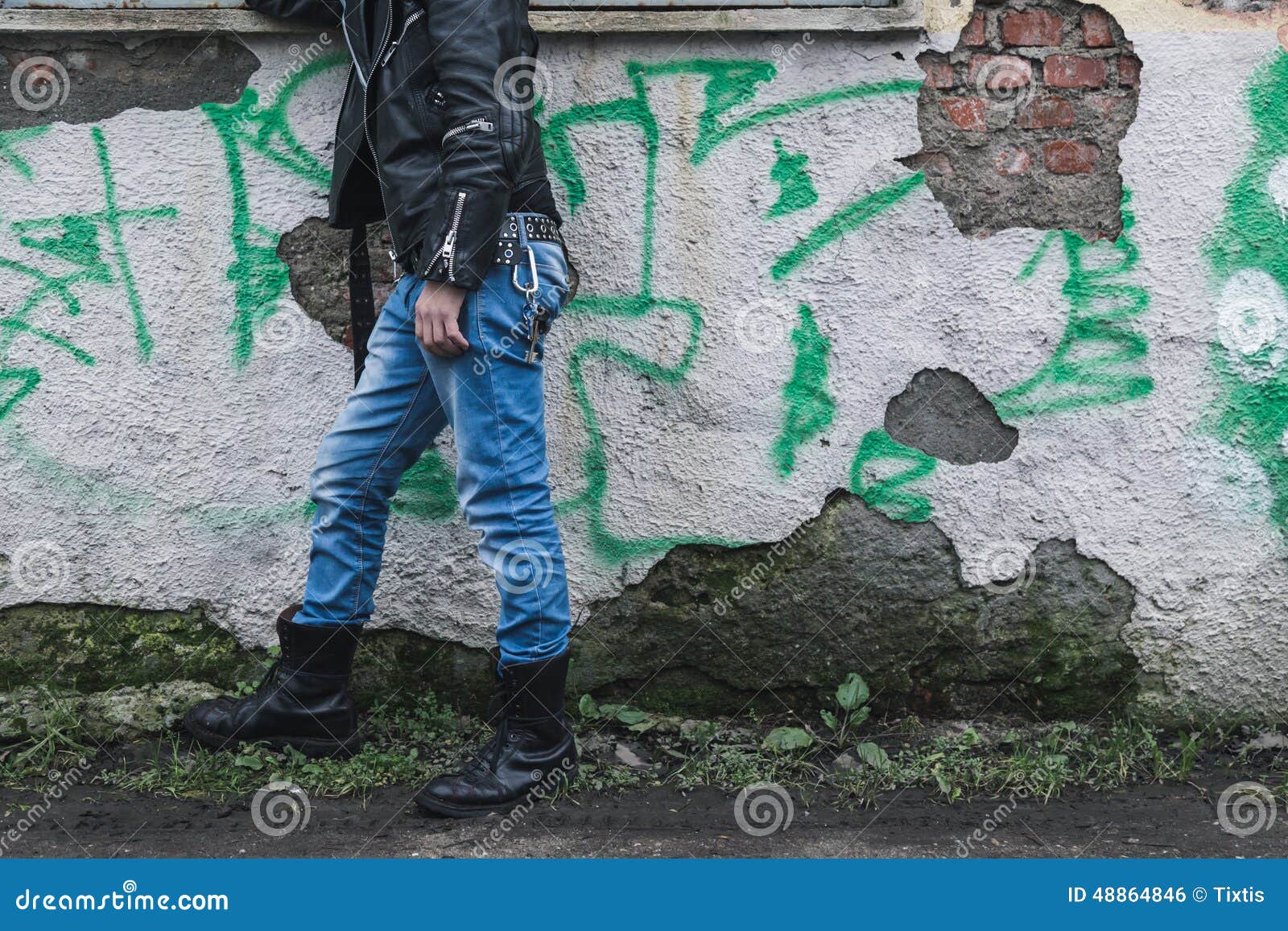 Punk Guy Posing in the City Streets Stock Photo - Image of jeans, cool ...