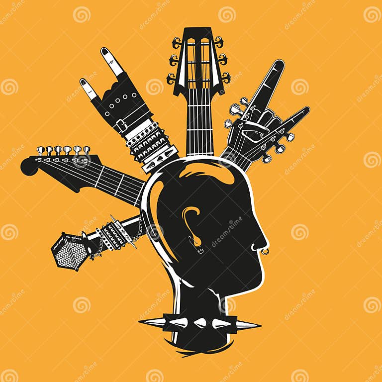 Punk Head stock vector. Illustration of grunge, karaoke - 65242583