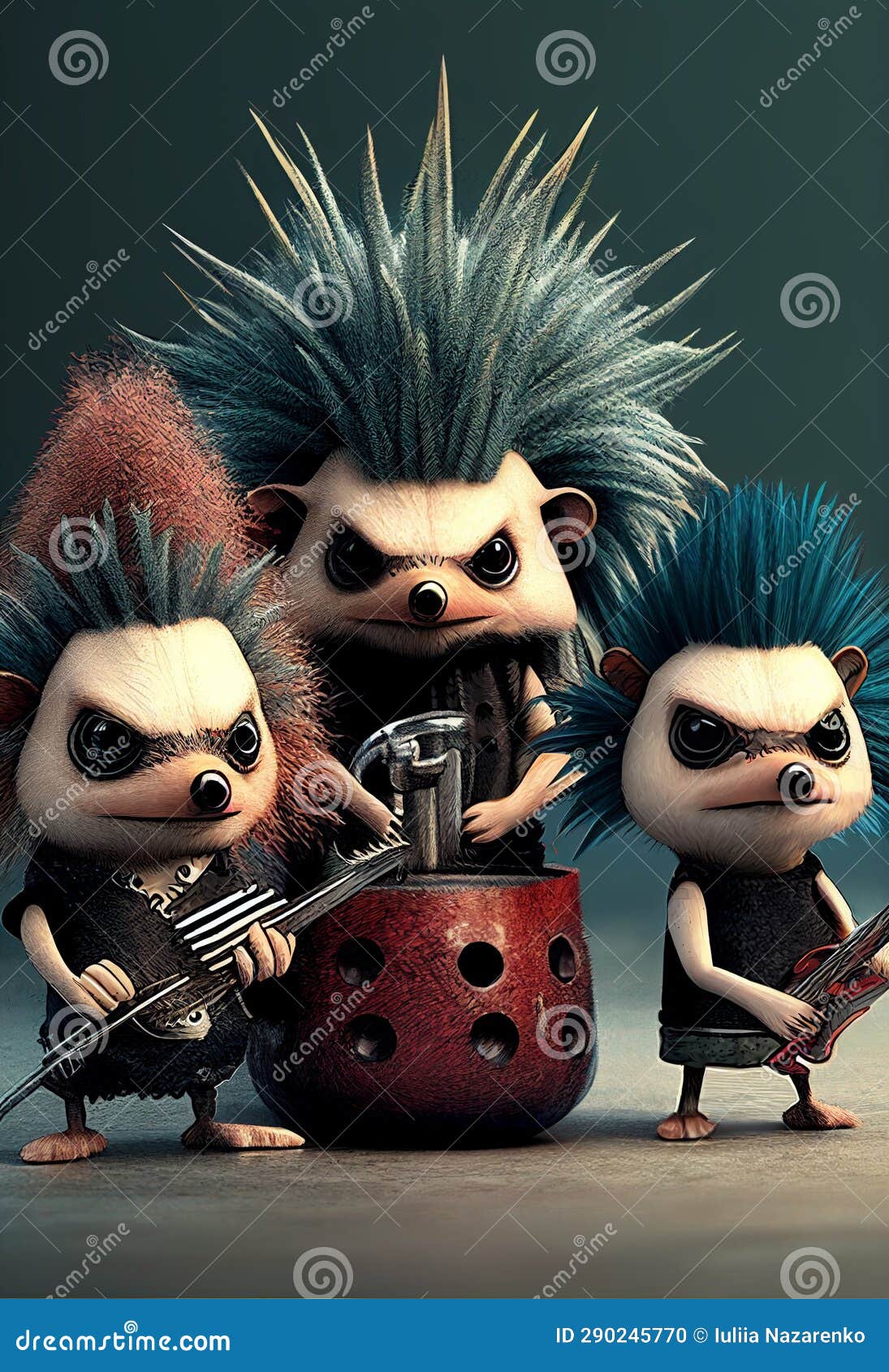 Punk Hedgehogs in Animation Style. AI Generated Stock Photo - Image of ...