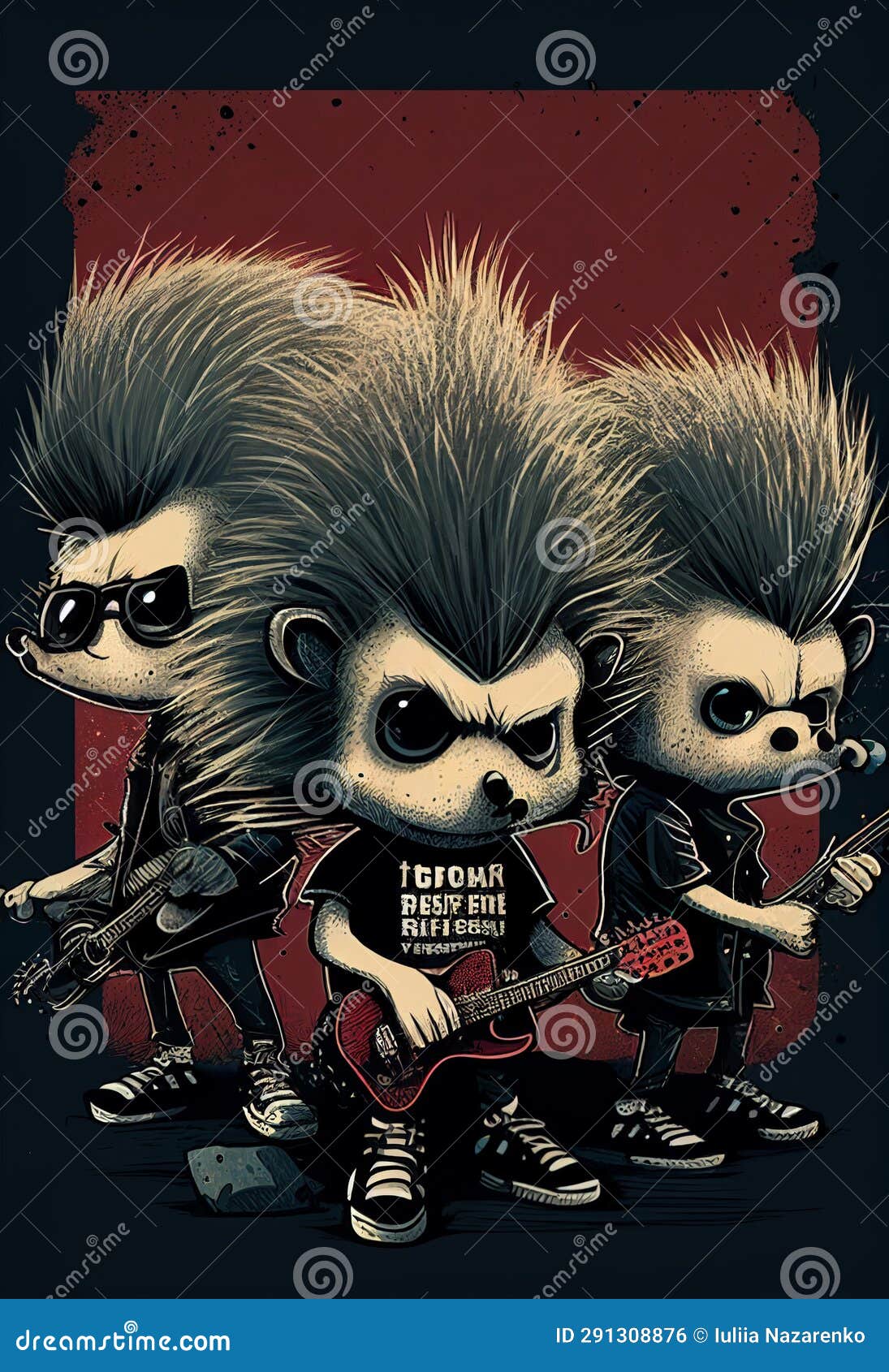 Punk Hedgehogs in Animation Style. AI Generated Stock Photo - Image of ...