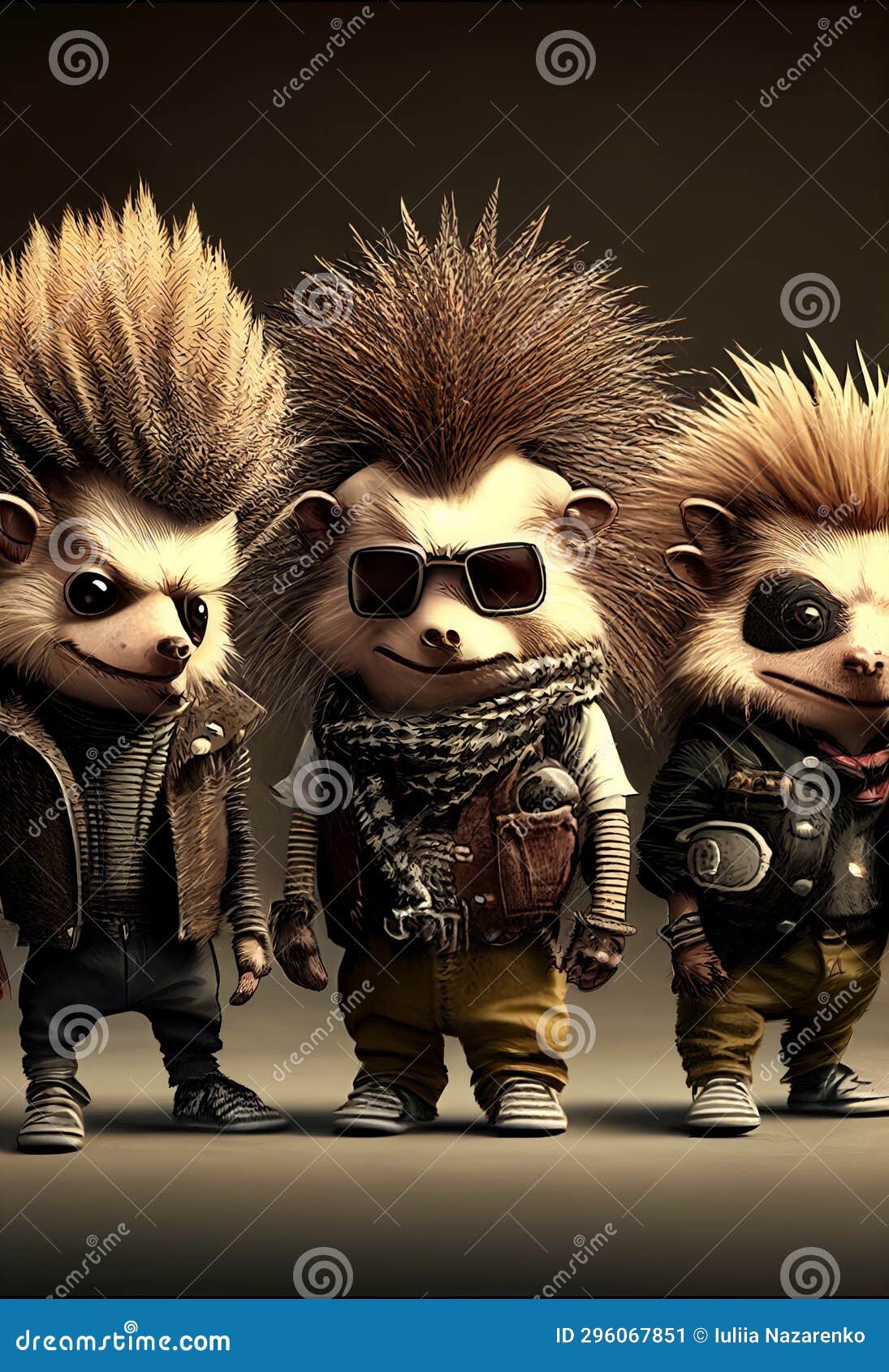 Punk Hedgehogs in Animation Style. AI Generated Stock Image - Image of ...