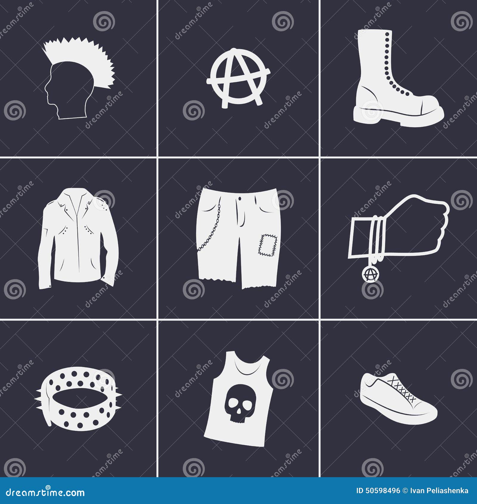 Punk icons stock vector. Illustration of vector, design - 50598496