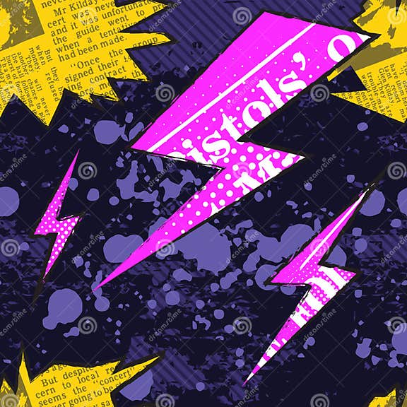 Punk Rock Seamless Pattern. Illustration Inspired by Music and Art in ...