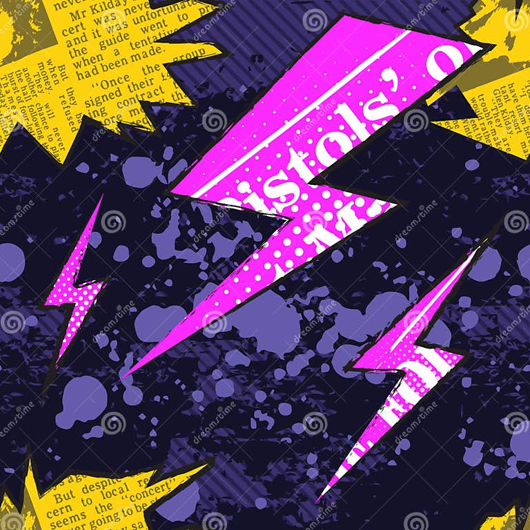 Punk Rock Seamless Pattern. Illustration Inspired by Music and Art in ...