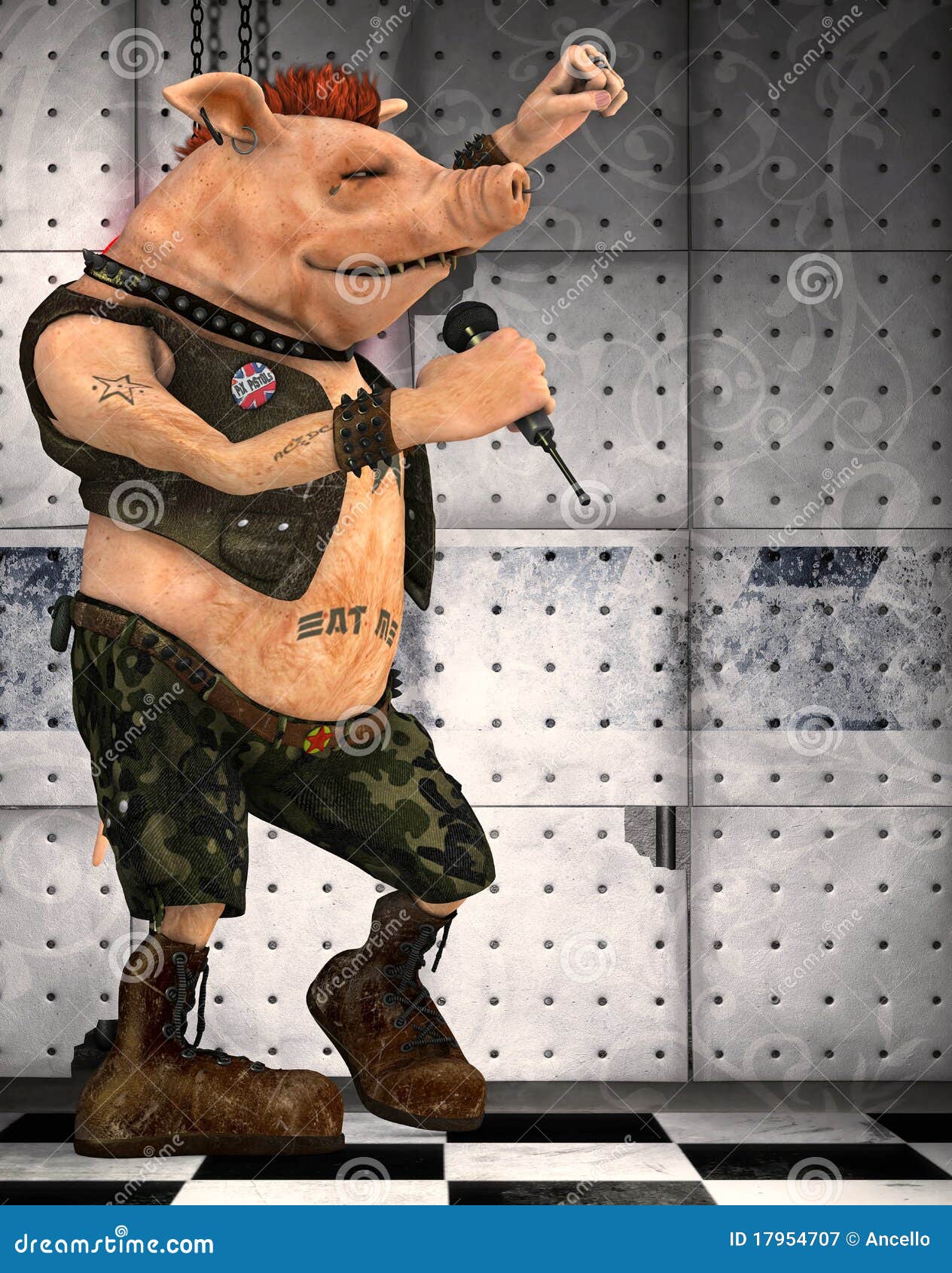 Punk pig toon stock illustration. Illustration of singer - 17954707