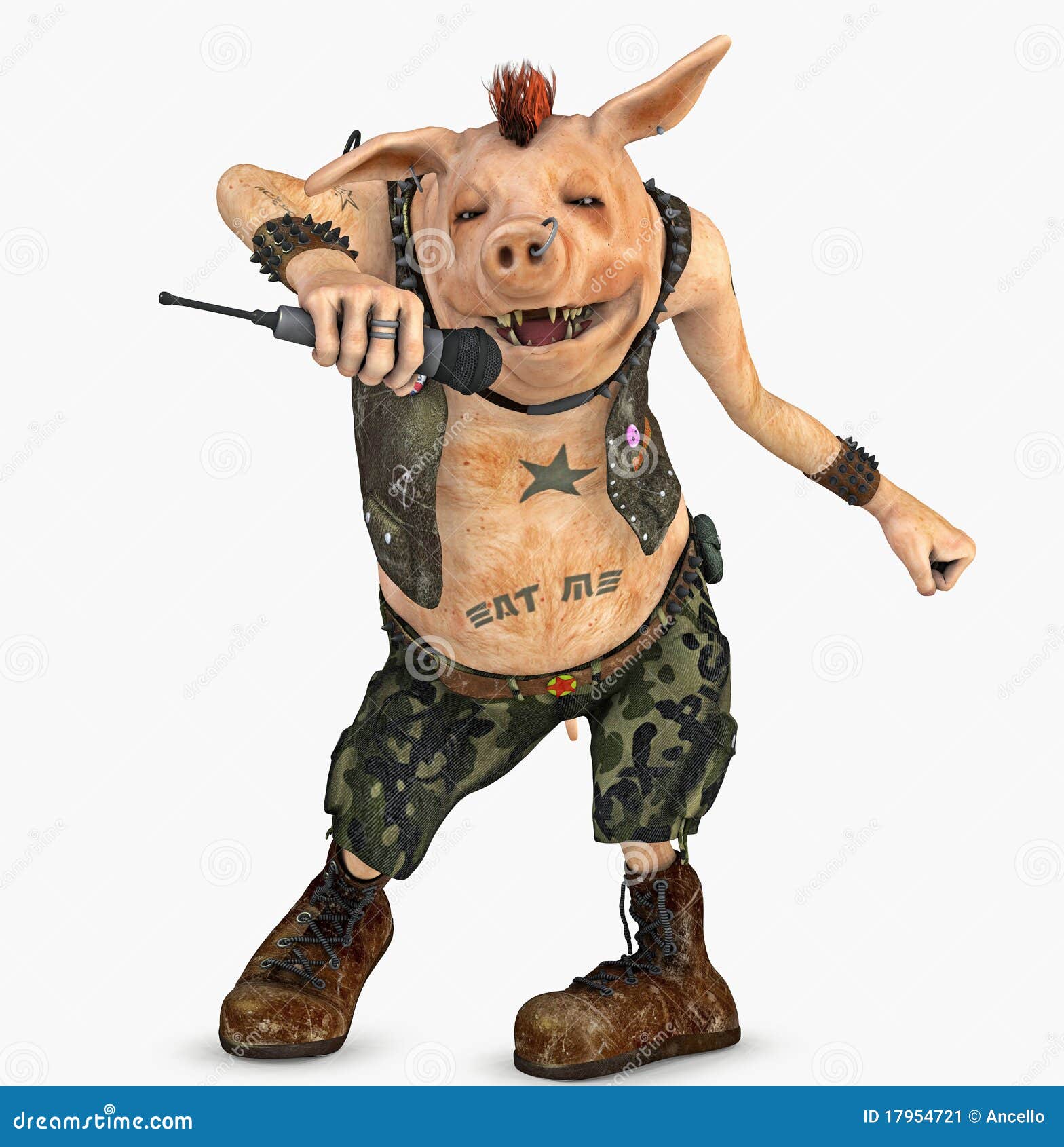 Punk pig toon stock illustration. Illustration of humour - 17954721