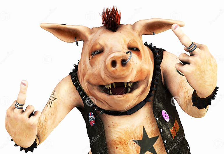 Punk pig toon stock illustration. Illustration of digital - 17956264