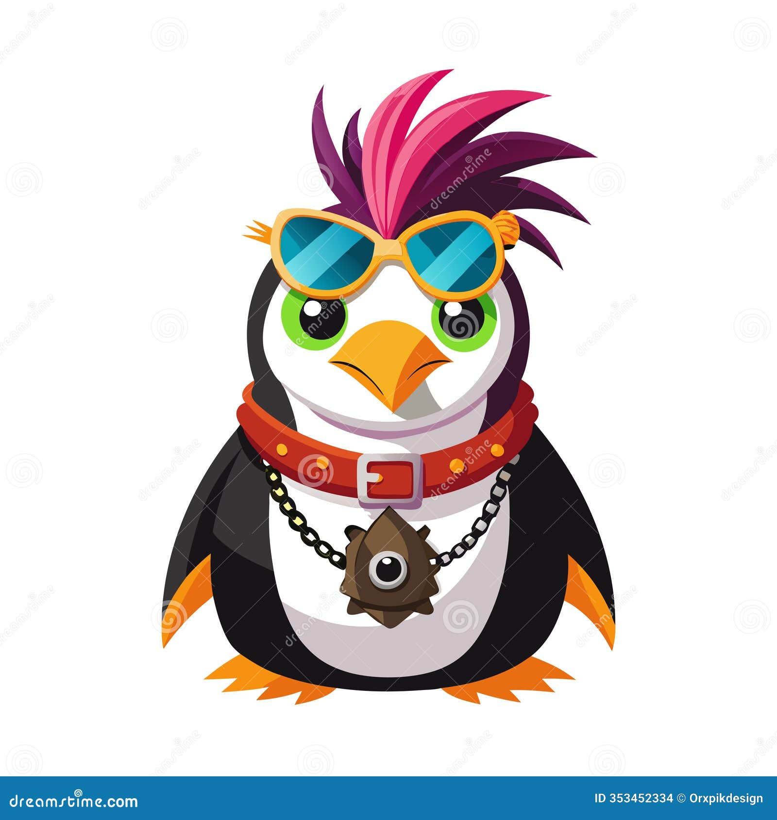 Punk the Playful Penguin Creative Artwork Stock Vector - Illustration ...