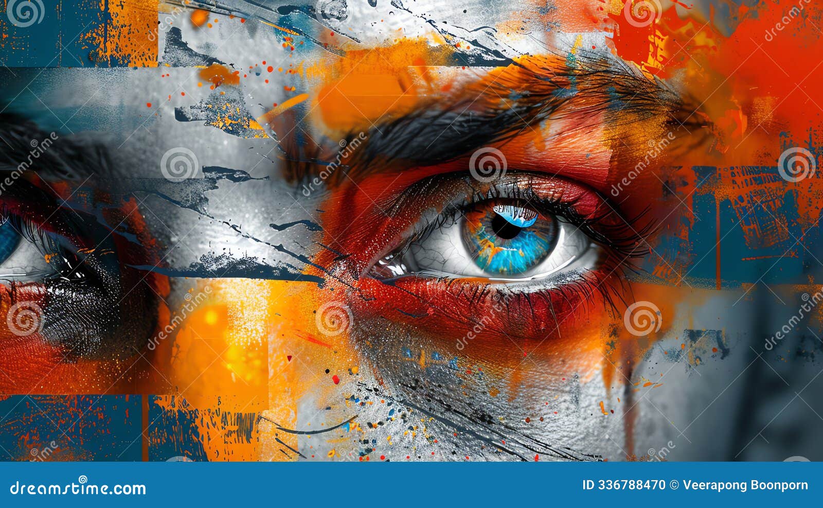 Punk Pop Rock Elements in an Abstract Face with Grungy Texture and ...