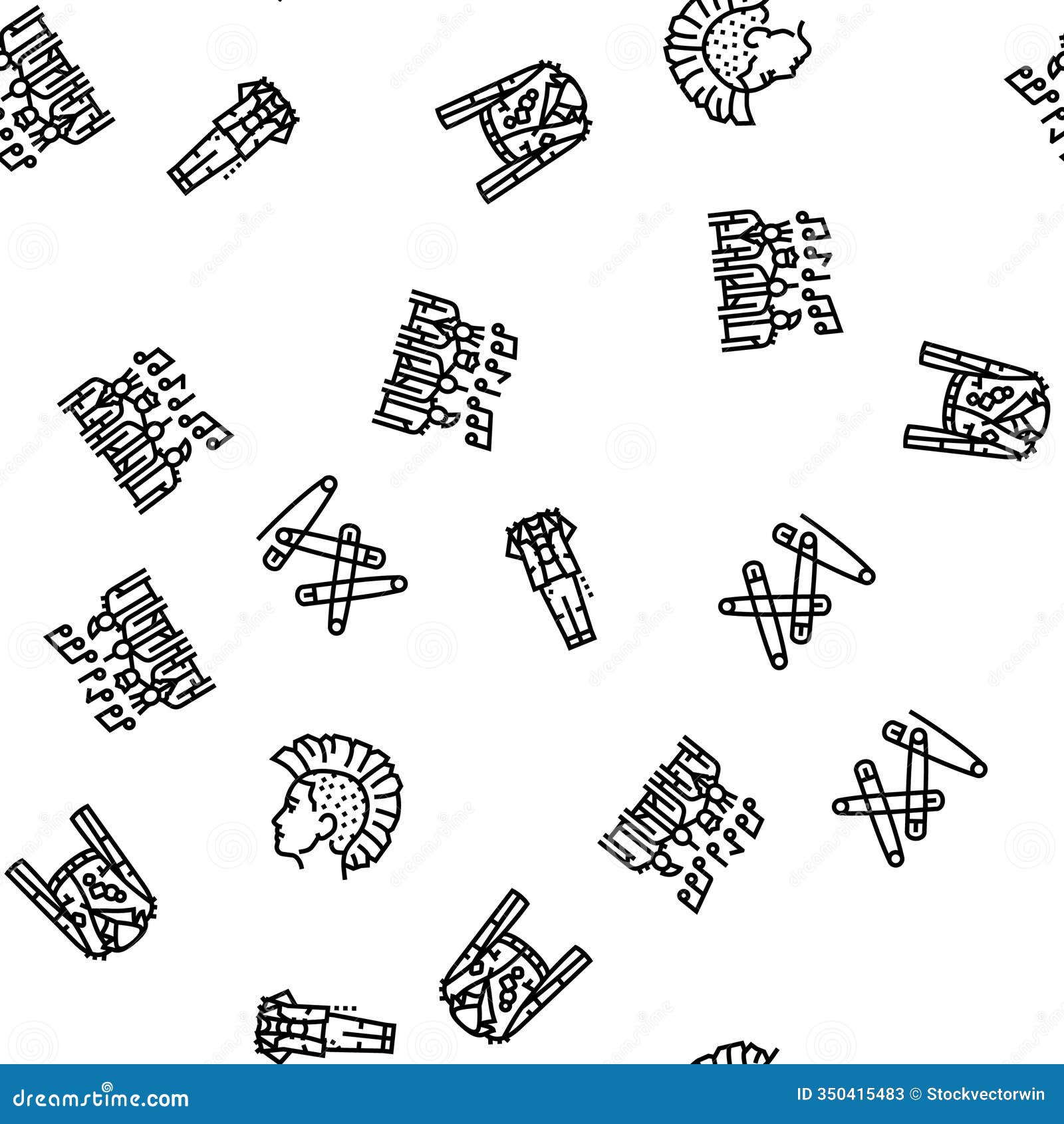 Punk Retro Element Hand Art Seamless Pattern Vector Stock Illustration ...