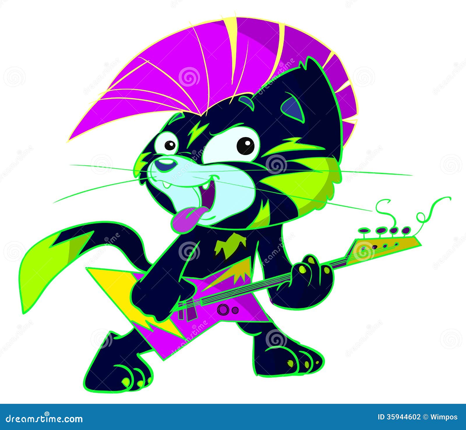 Punk Rock Cat Playing Electric Guitar Fotografia Stock - Immagine di ...