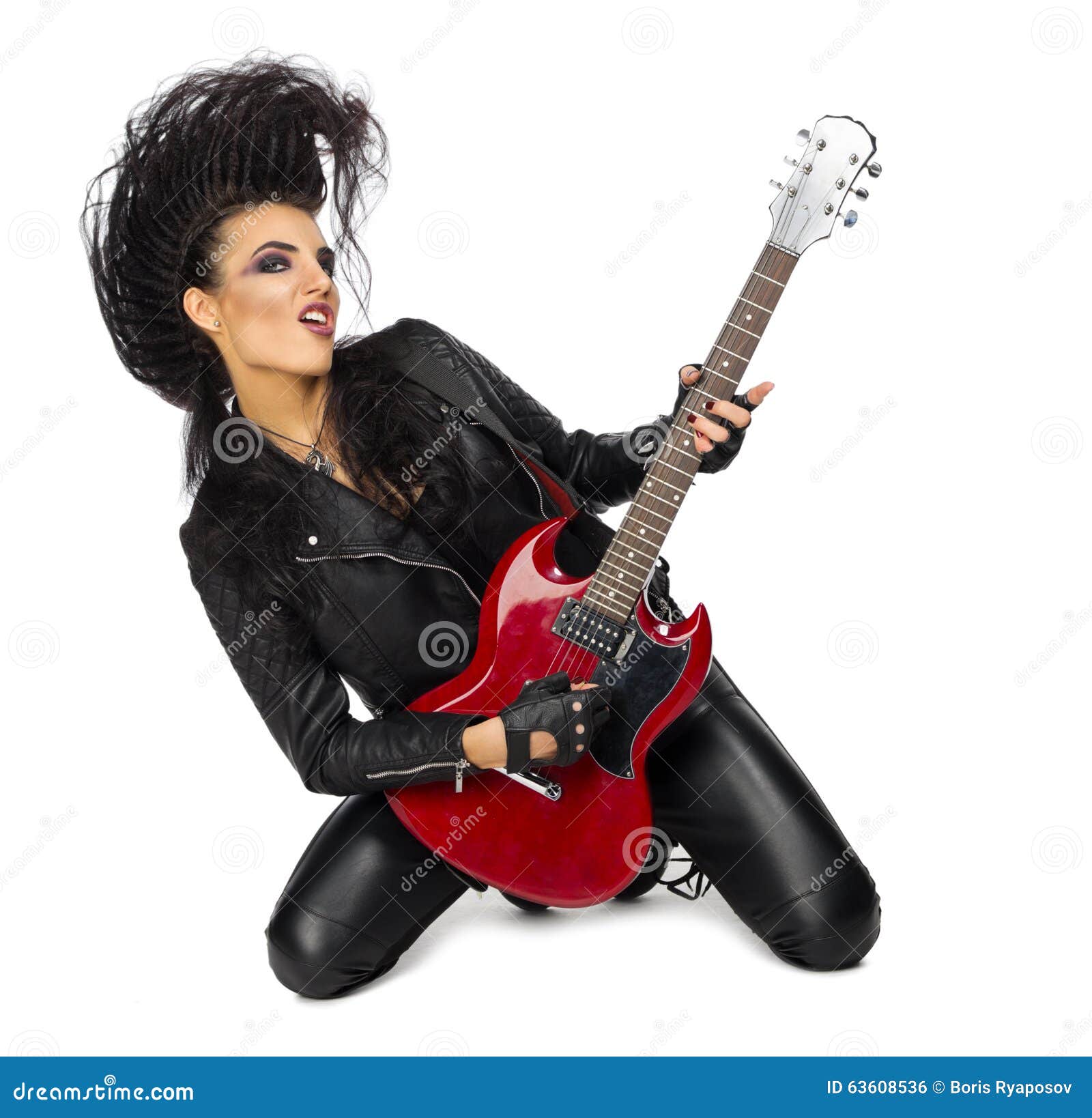 Punk Rock Musician Isolated Stock Photo - Image of electric, hair: 63608536