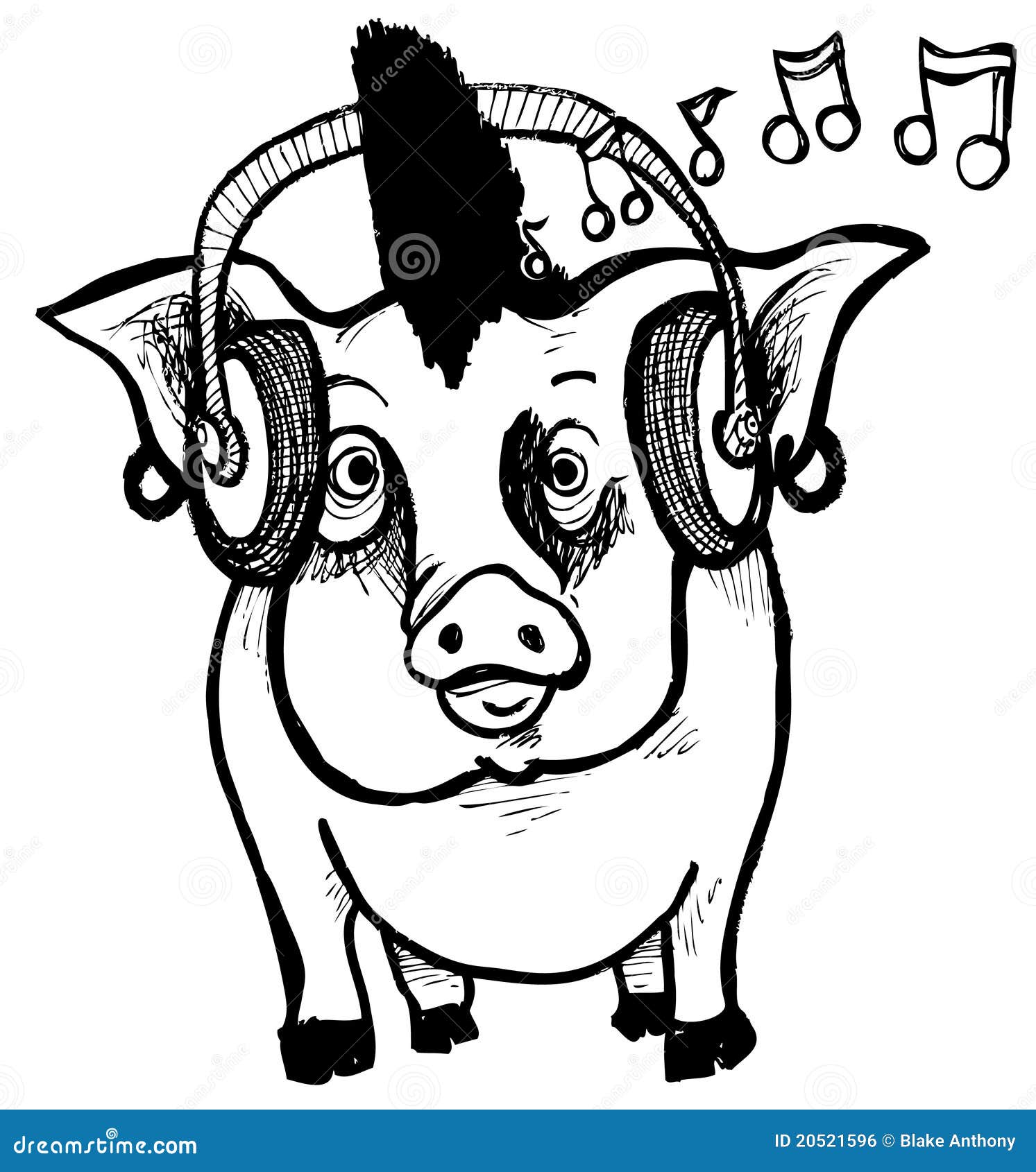 Punk Rock Piggy stock vector. Illustration of music, rebel - 20521596