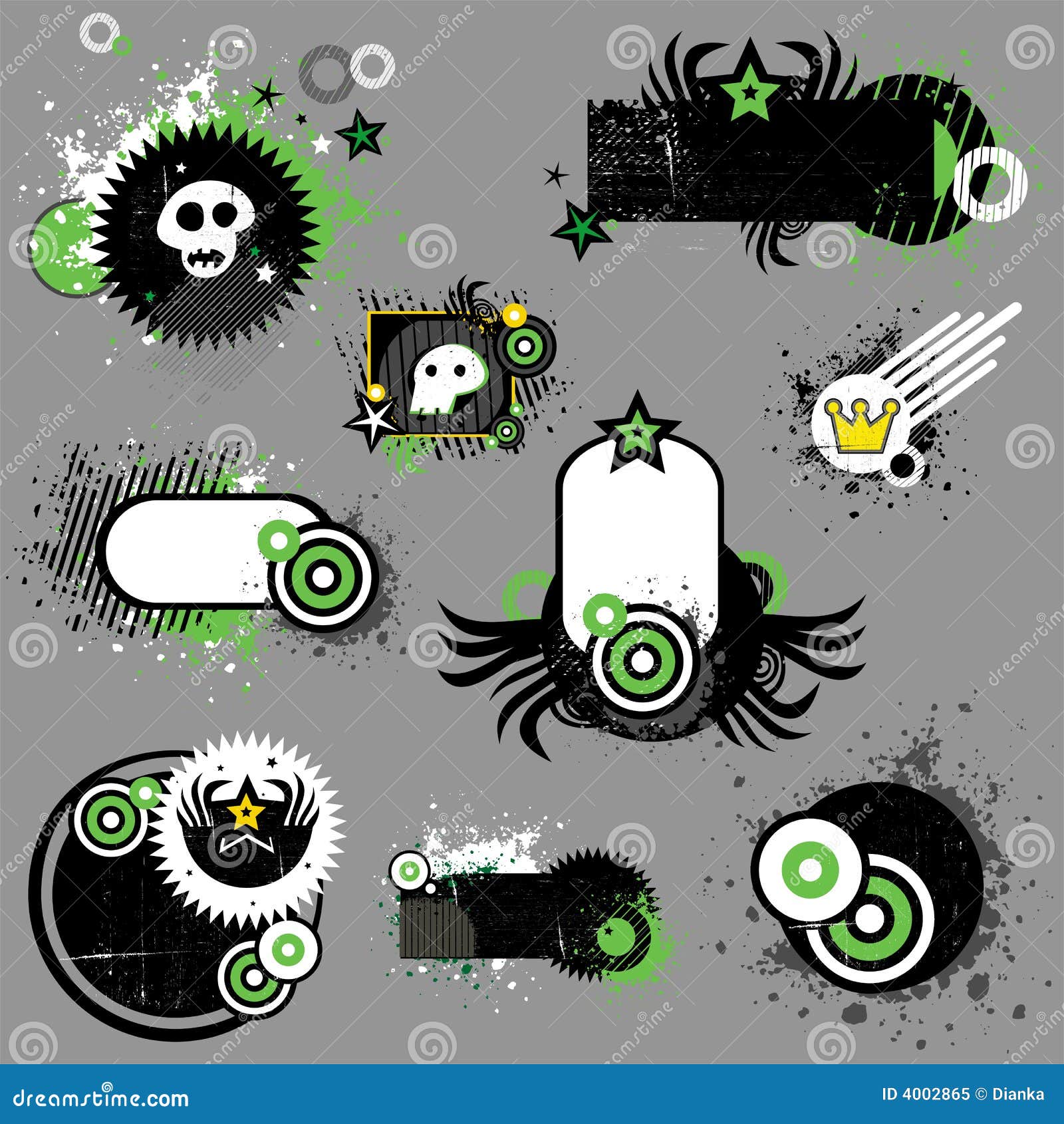 Punk Set of Design Elements Stock Vector - Illustration of collection ...