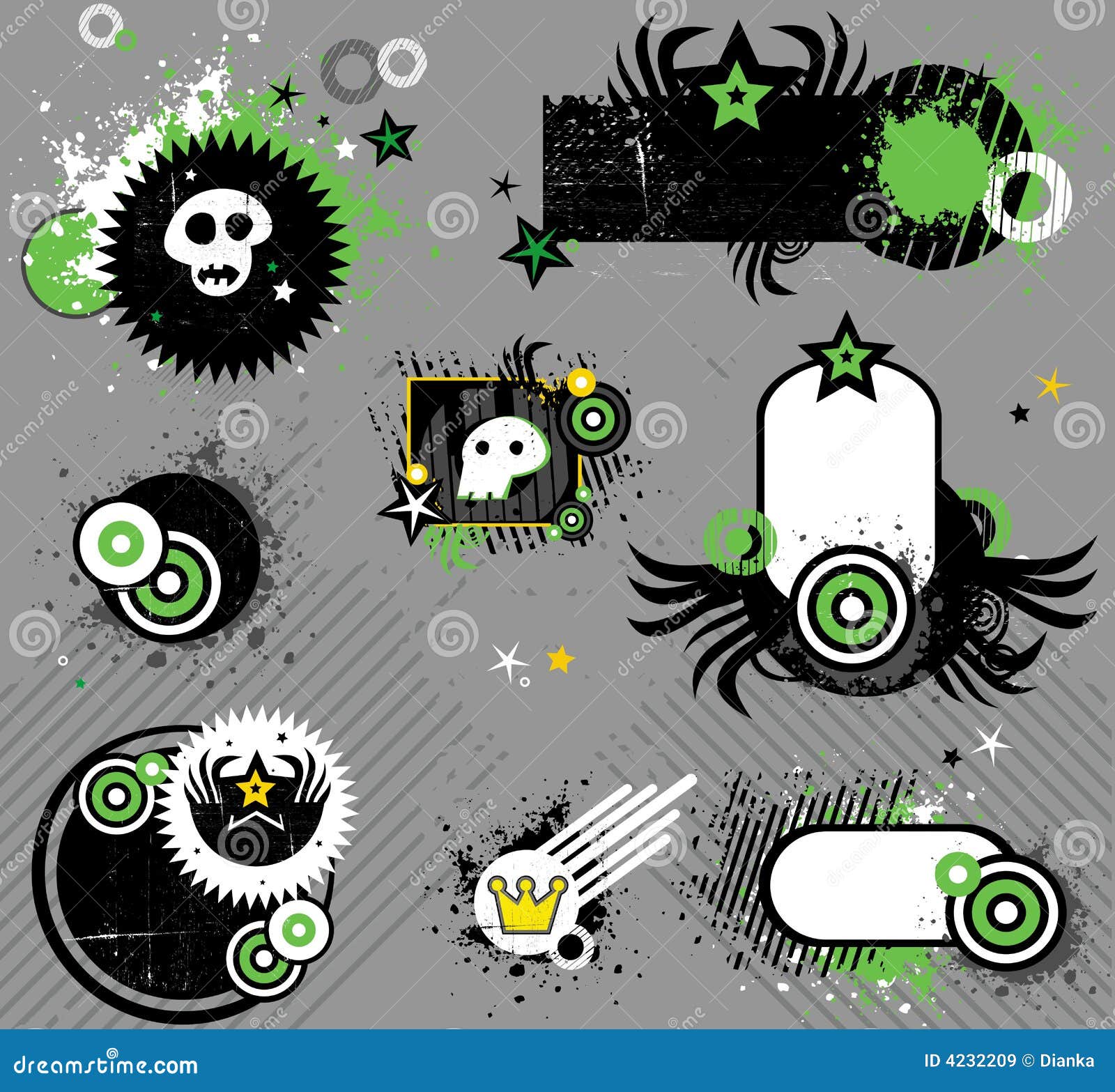 Punk Set of Design Elements Stock Vector - Illustration of clipart ...