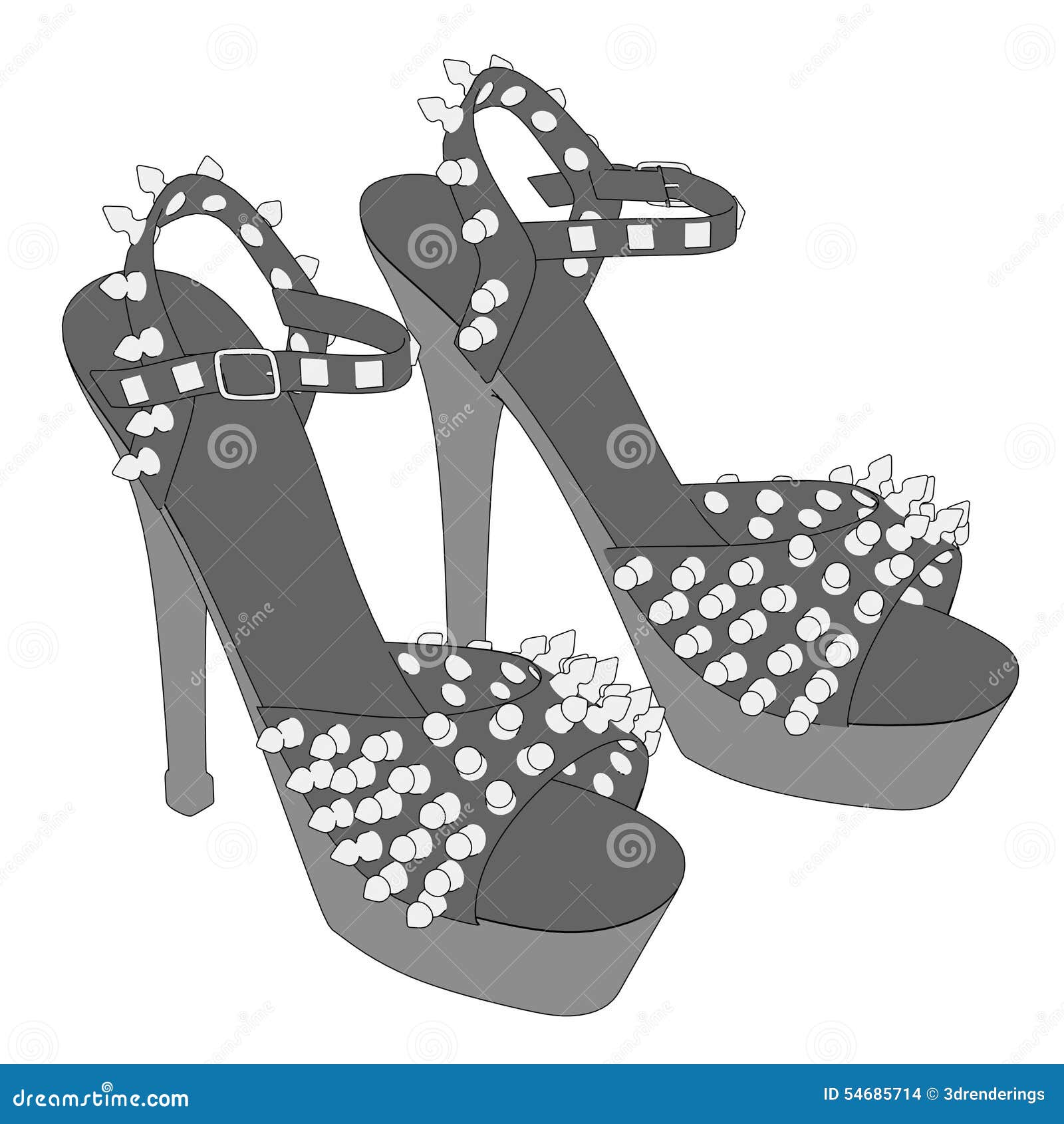 Punk shoes stock illustration. Illustration of bracelet - 54685714