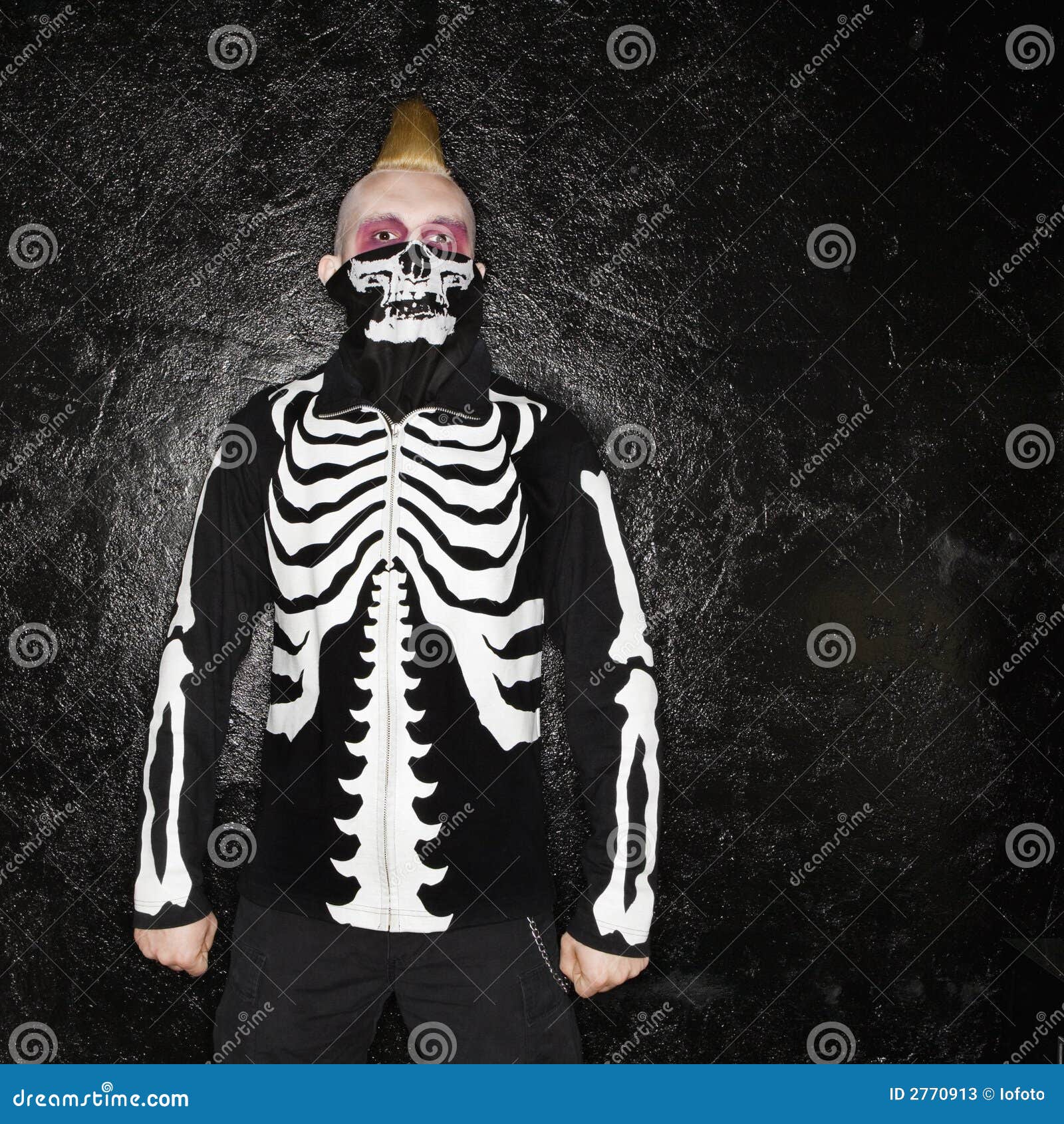 Punk with Skeleton Costume. Stock Image - Image of studio, male: 2770913