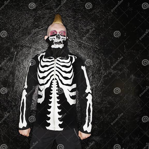 Punk with Skeleton Costume. Stock Image - Image of studio, male: 2770913